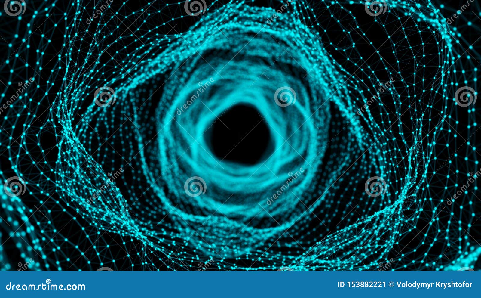 Abstract Interstellar Tunnel or Portal. 3D Wormhole with a Mesh ...