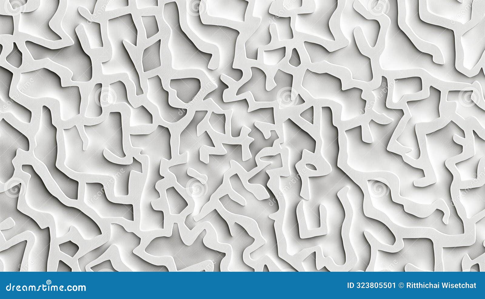 Abstract, Intricate White Maze-like Pattern with Raised Edges, Creating ...