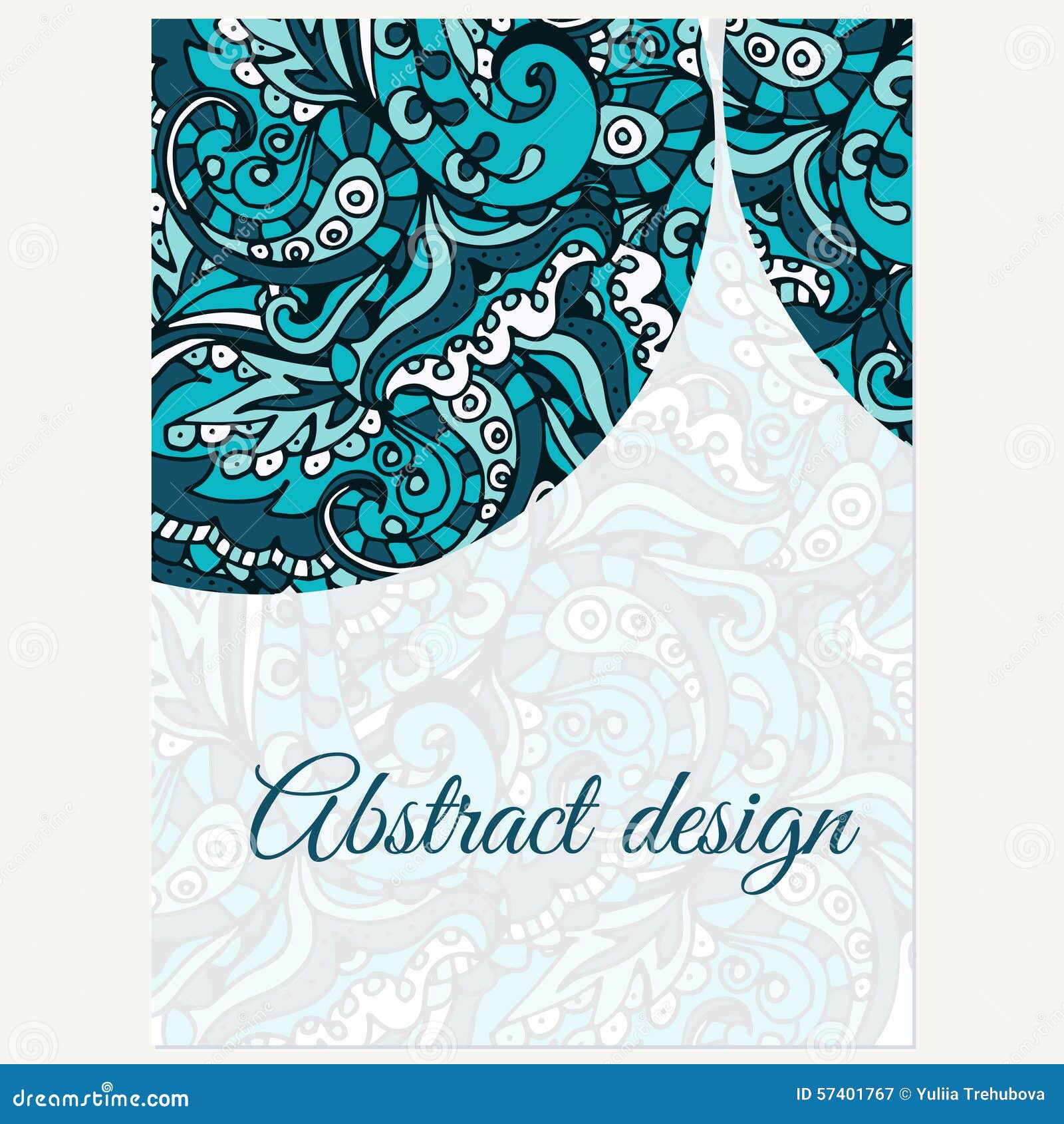 Abstract Invitation Card. Vector Template Poster with Doodles Fo Stock ...