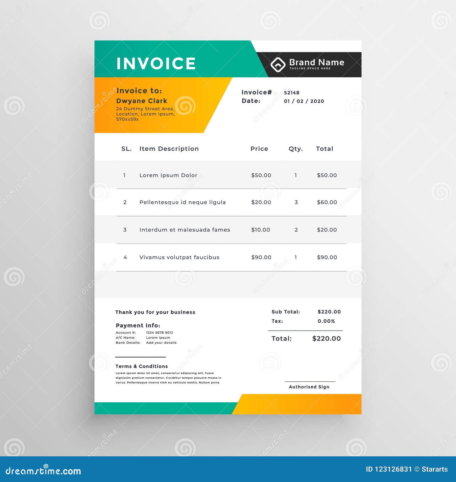 Abstract Invoice Quotation Template Design Stock Vector - Illustration ...