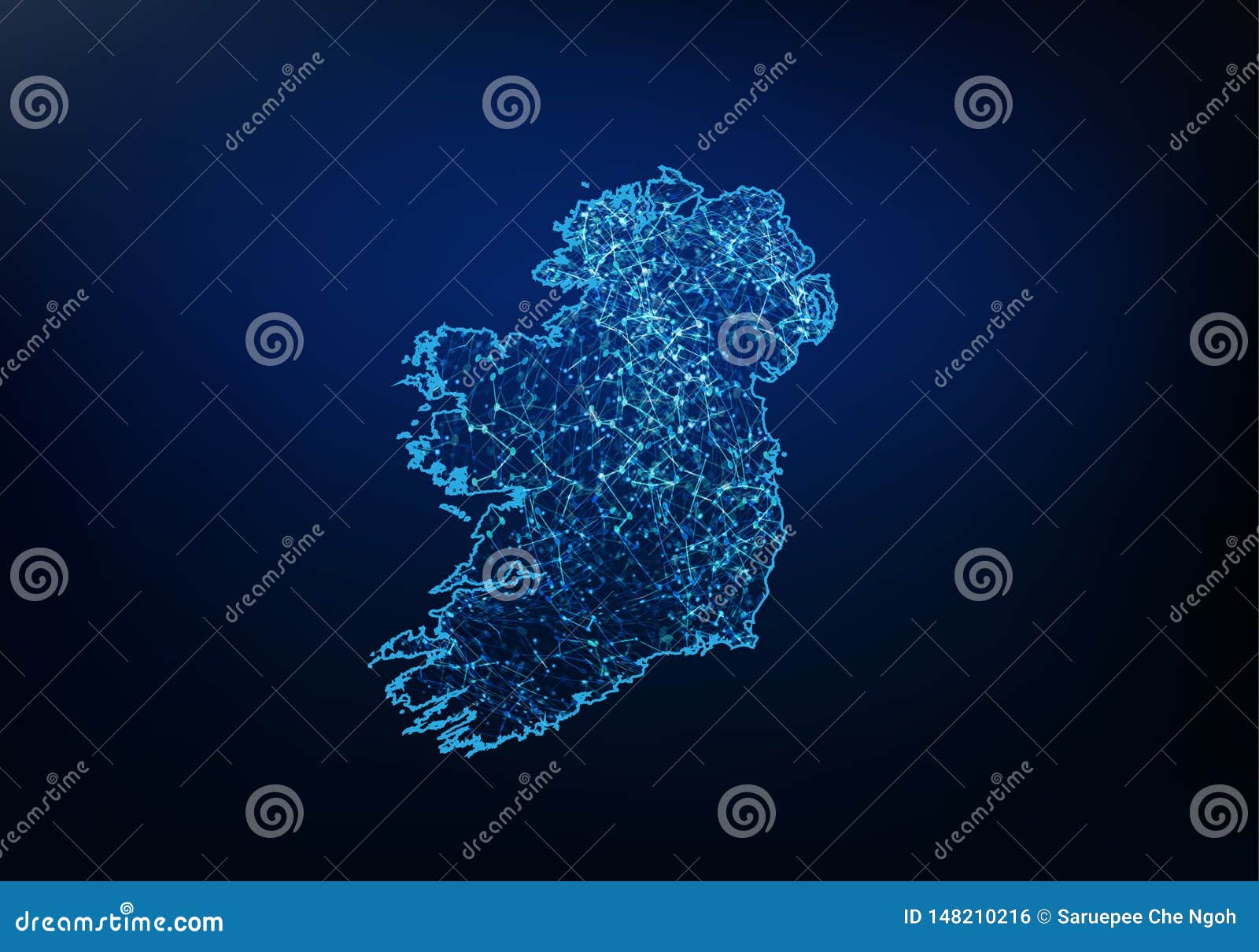 Abstract of Ireland Map Network, Internet and Global Connection Concept ...