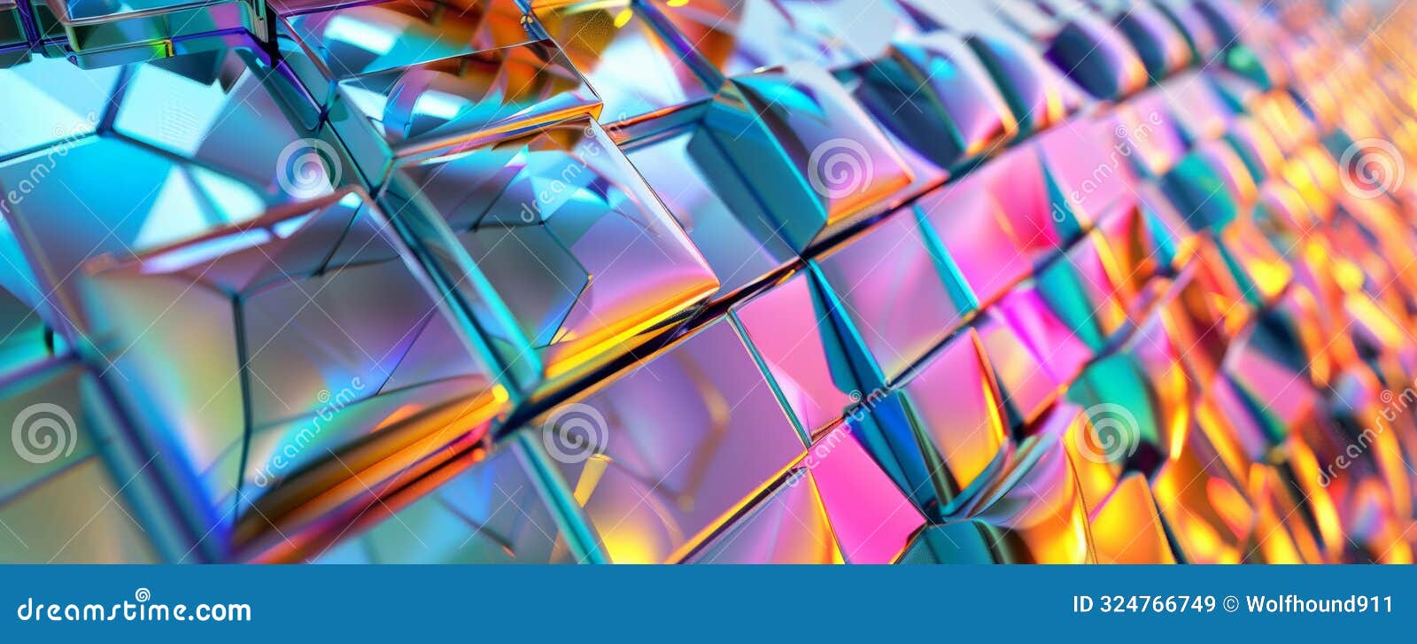 Abstract Iridescent Background Design, 3d Render, with a Crystalline ...