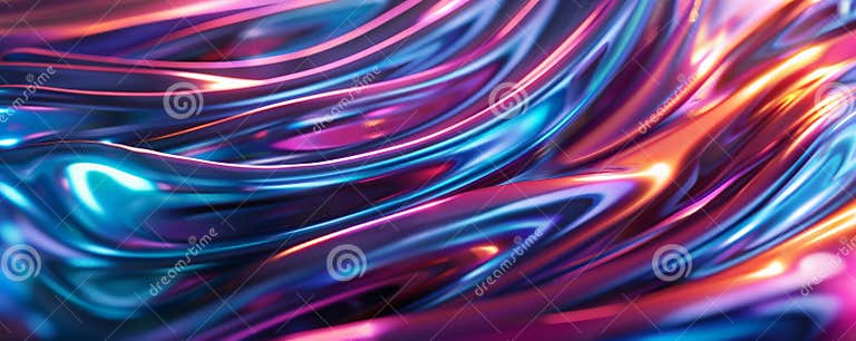 Abstract Iridescent Background Design 3d Render Featuring A Dynamic Array Of Swirling Lines