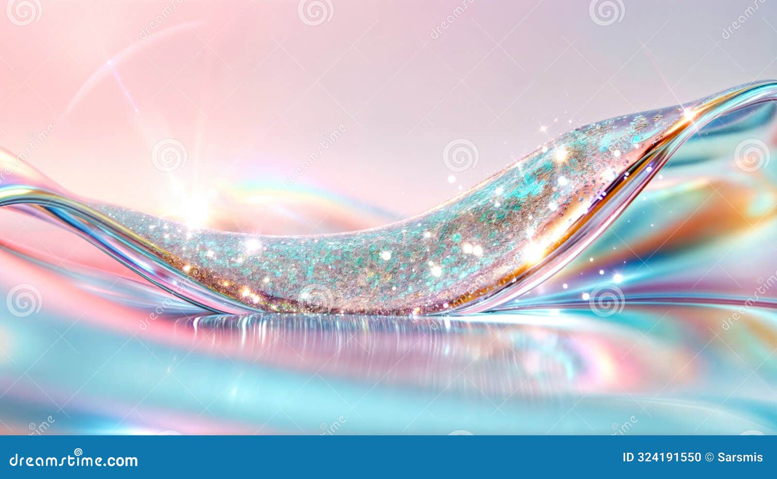 Abstract Iridescent Liquid Wave with Shimmering Glitter Effect in ...