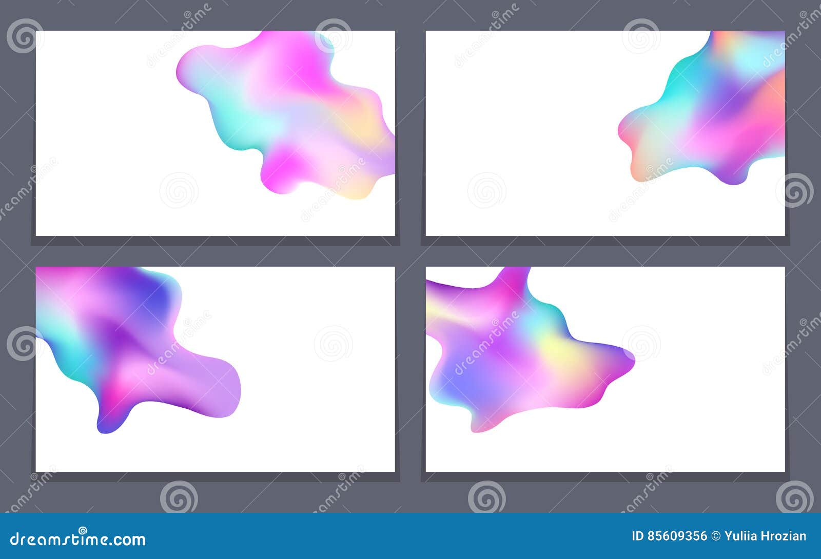 Abstract Iridescent Shapes Set Rectangular Composition Stock Vector ...