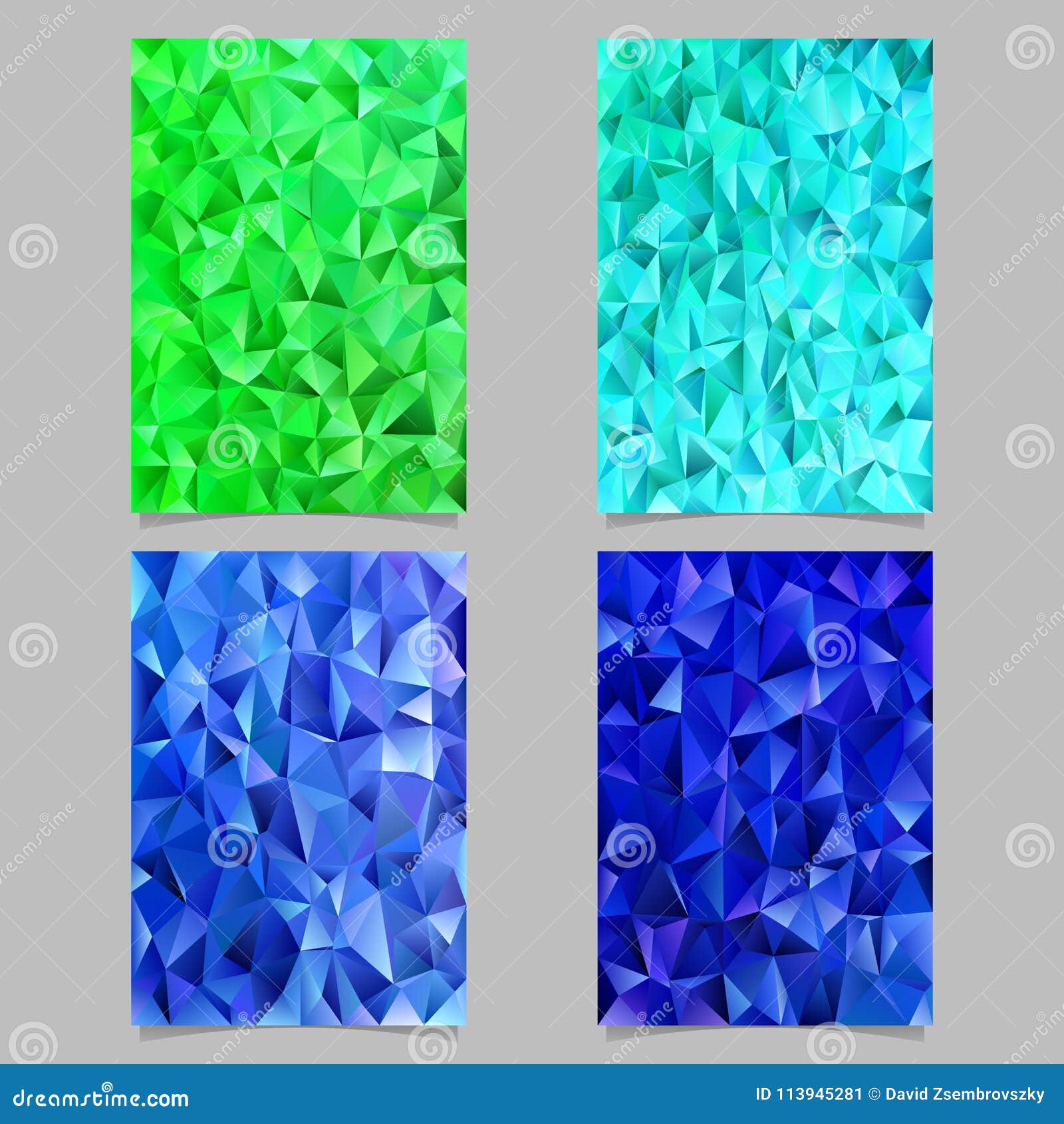 Abstract Irregular Triangle Mosaic Page Template Set Vector