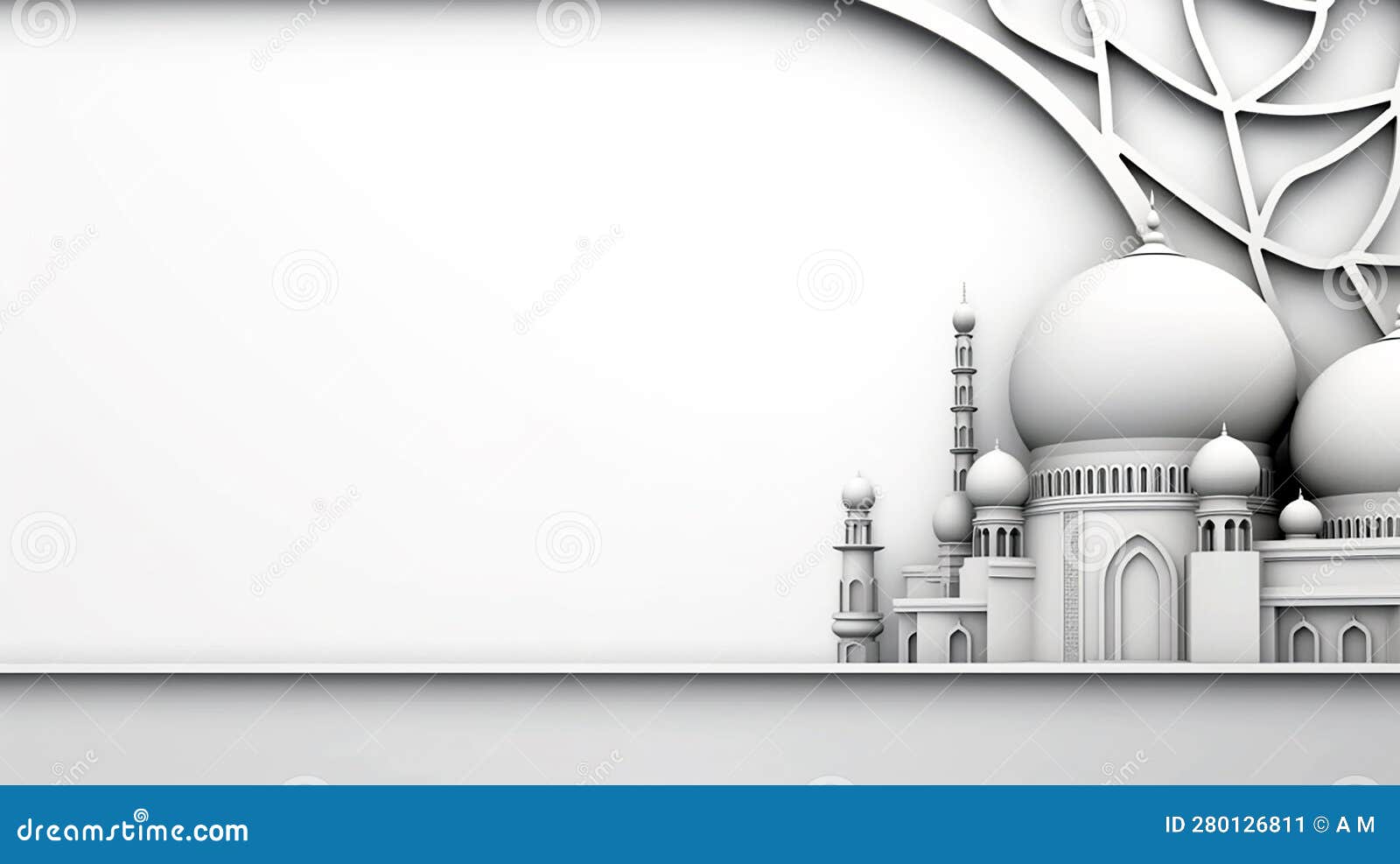 Abstract Islam Background Design Side View of Mosque on White ...