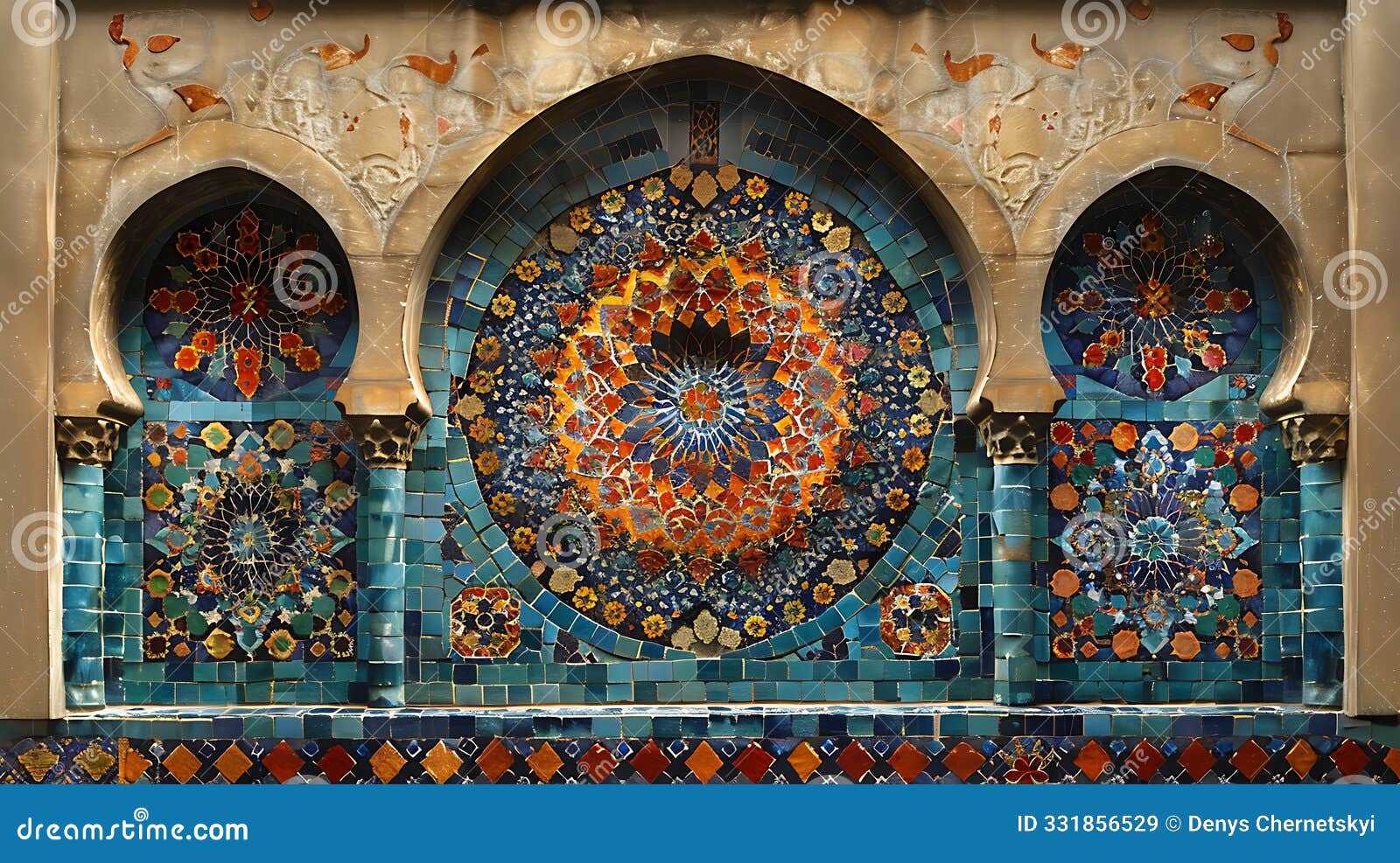 Abstract Islamic Mosaic with Repeating Patterns and Intricate Details ...