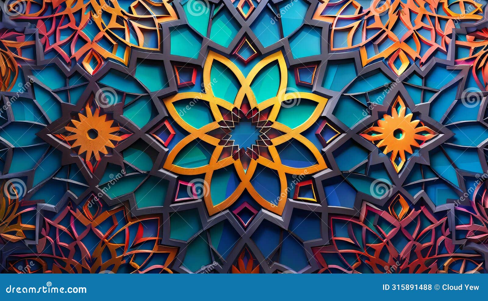 Abstract Islamic Pattern Background with Interlocking Geometric Shapes ...