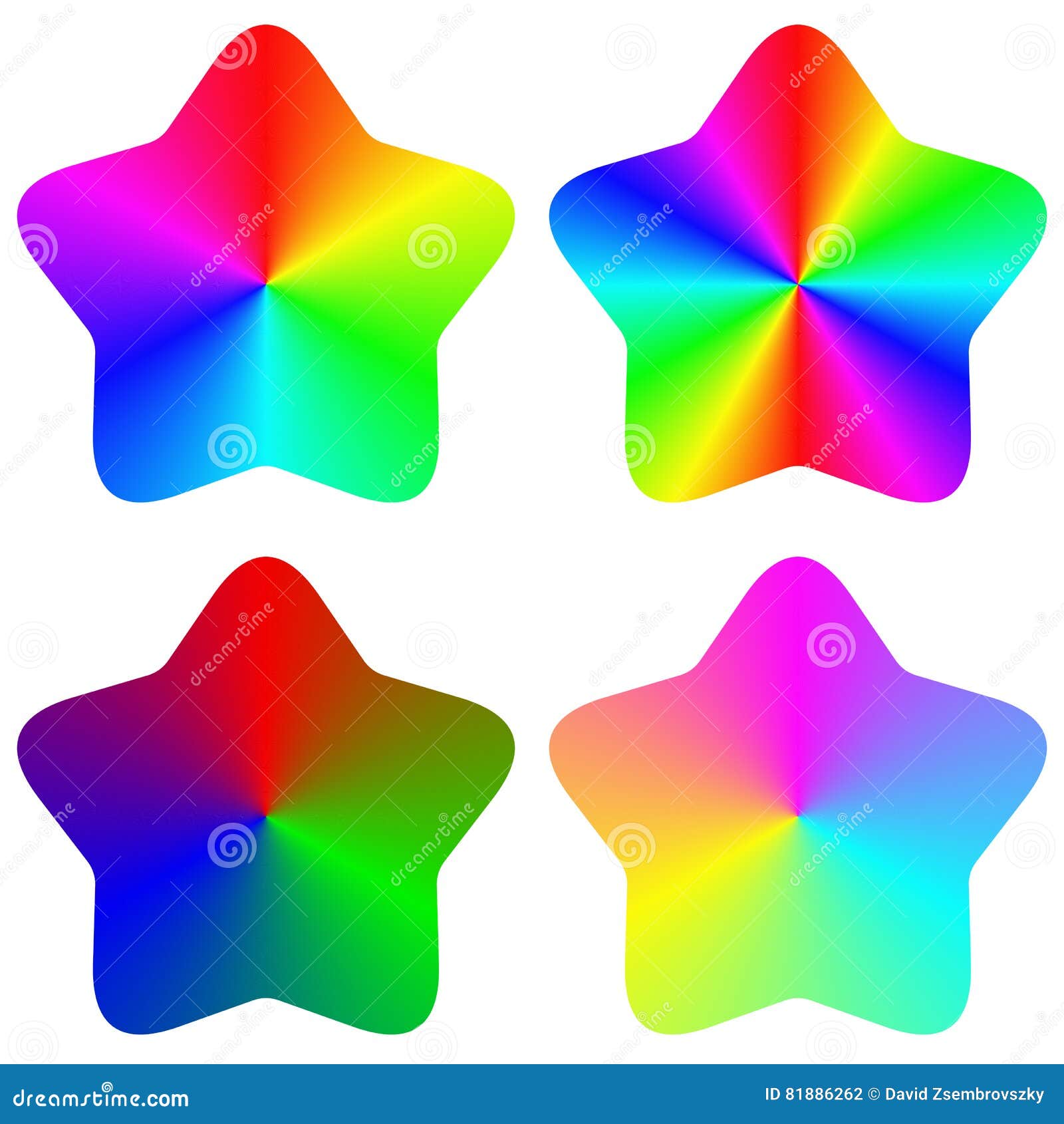 Abstract Isolated Gradient Rainbow Star Set Stock Vector - Illustration ...