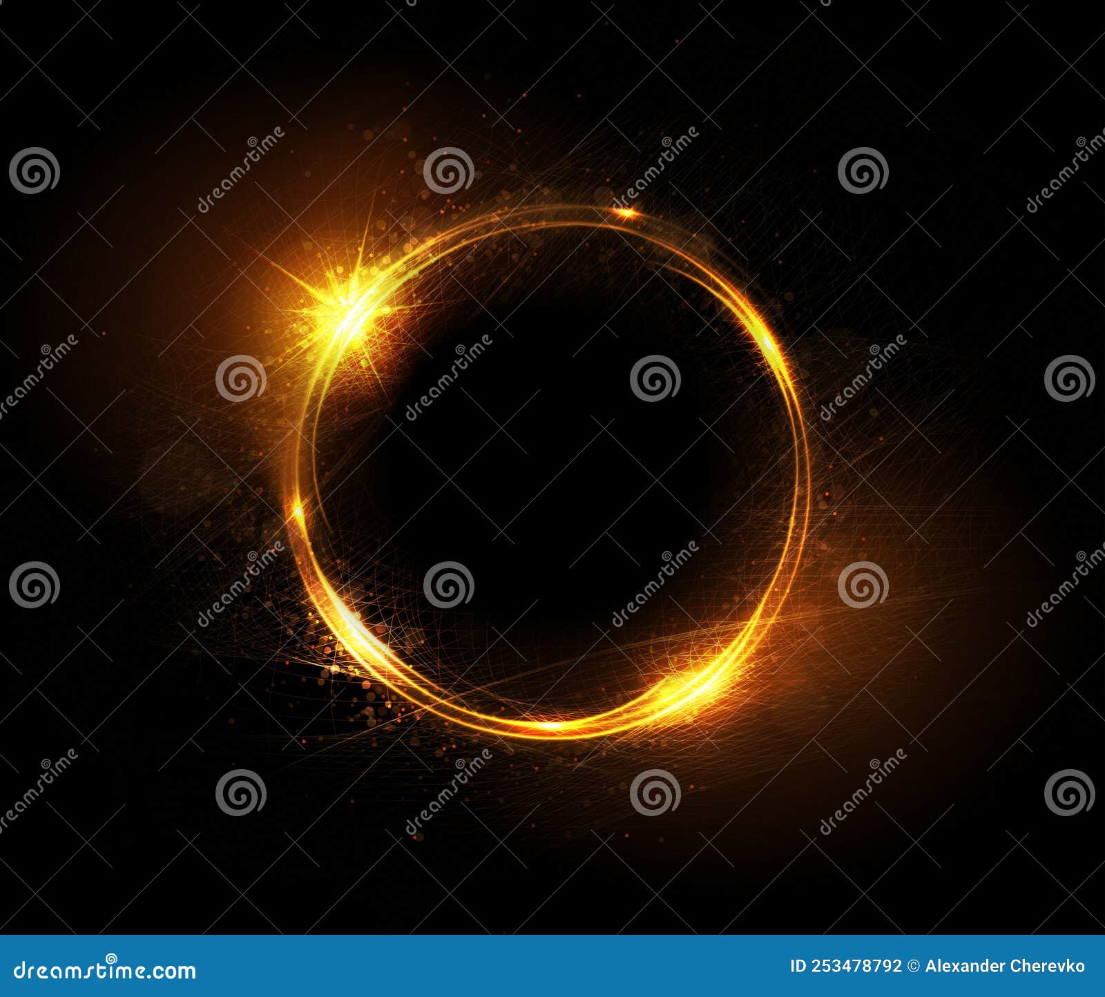 Abstract Isolated Round Gold Color Frame on Black Design Stock Vector ...