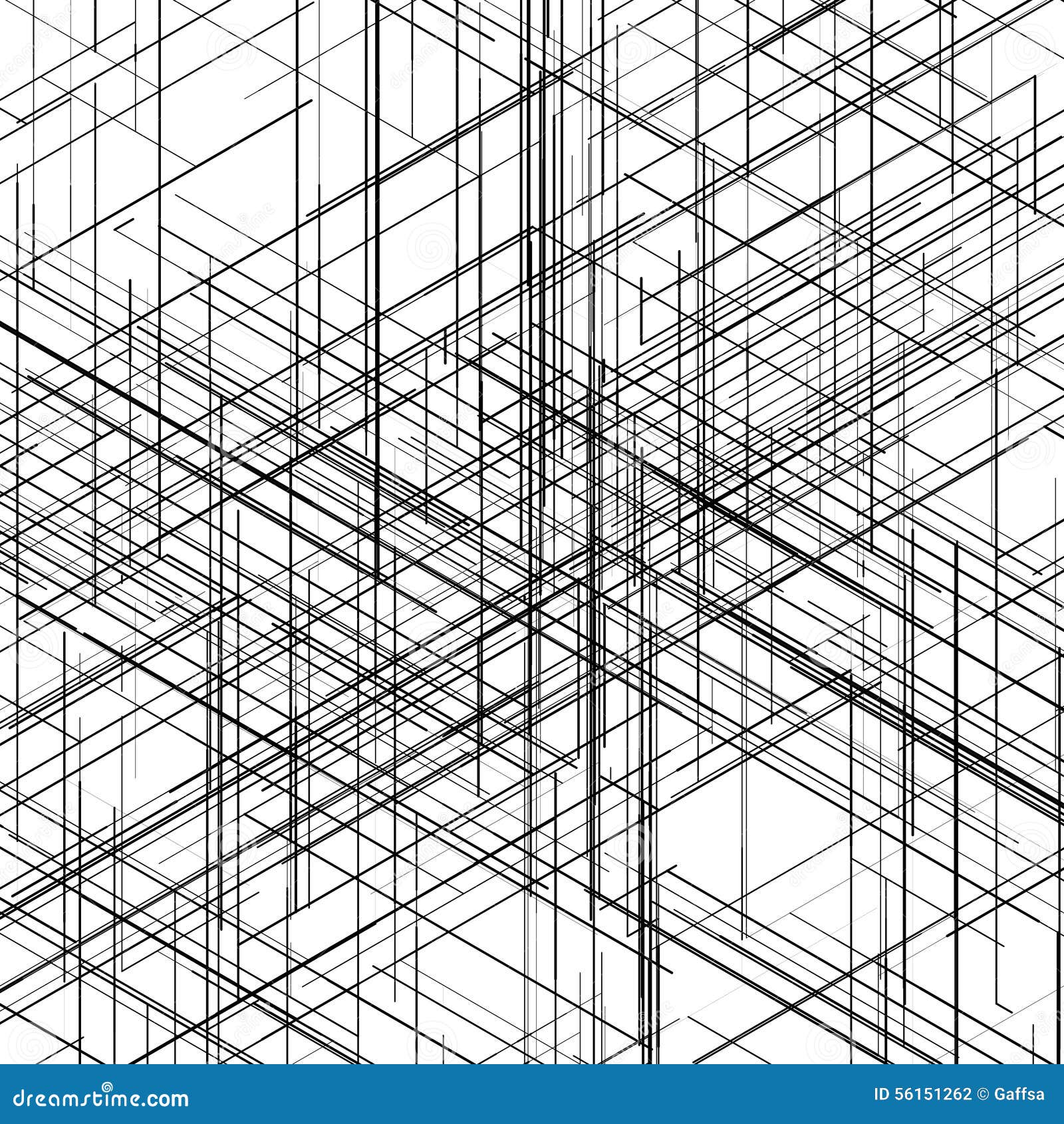 Abstract Isometric Computer Generated 3D Blueprint Stock Illustration ...