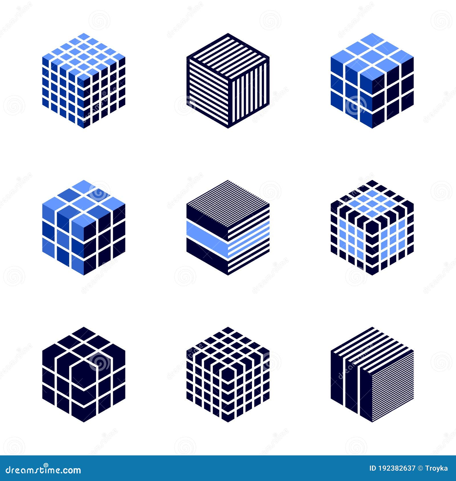 Isometric Cubic Design Elements. 3D Icons Set Stock Vector ...