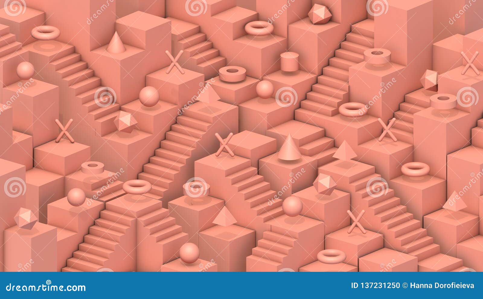 Abstract Isometric 3d Composition. Geometric Shape Background Stock ...