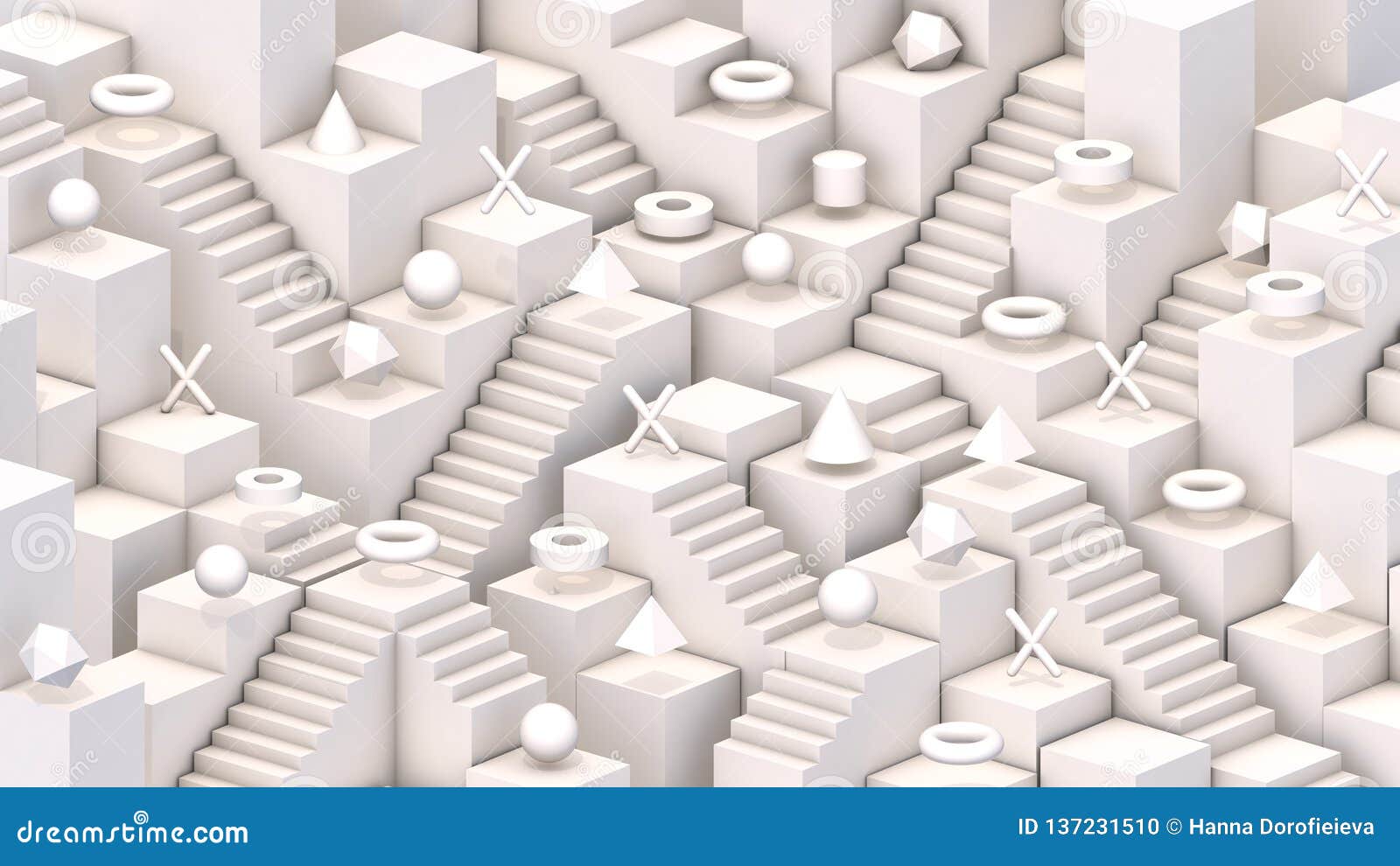 Abstract Isometric 3d Composition. Geometric Shape Background Stock ...