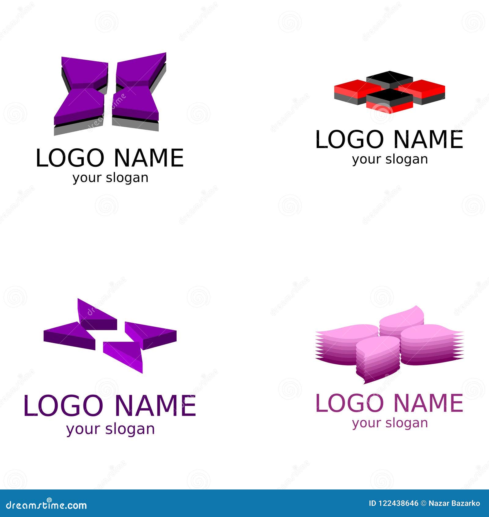 Abstract Isometric Figures. a Set of Logos Stock Illustration ...