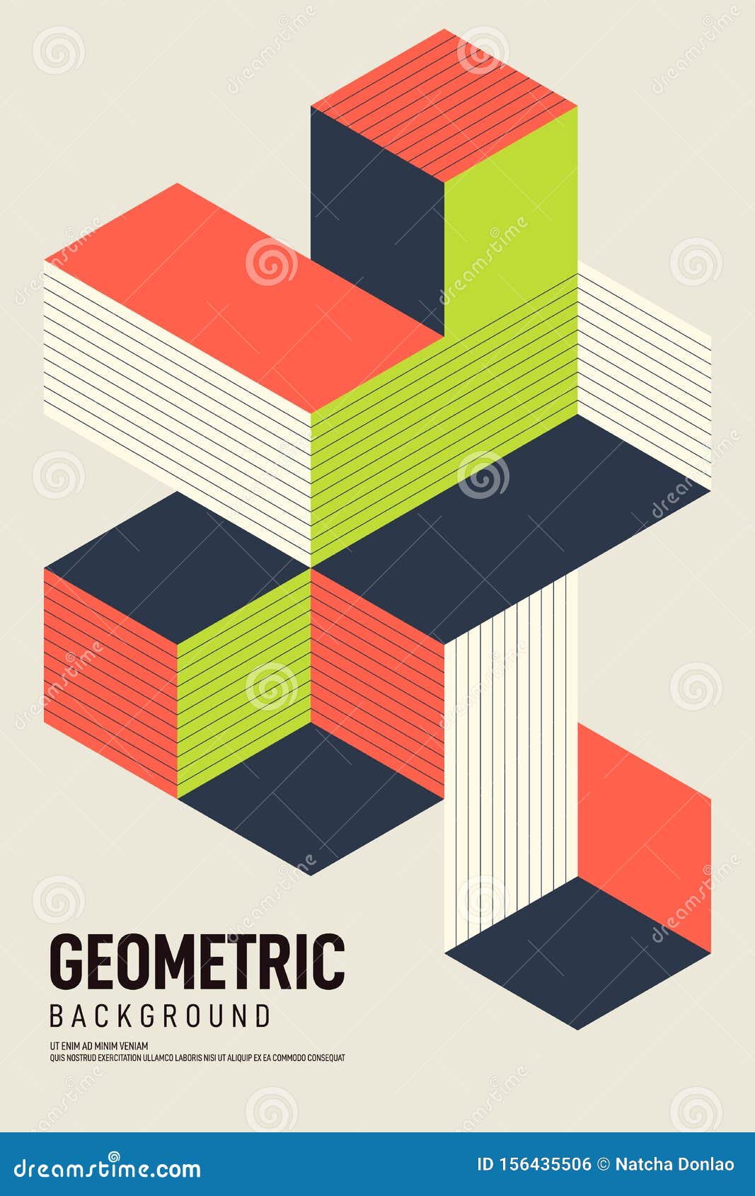 Abstract Isometric Geometric Shape Layout Design Template Poster ...