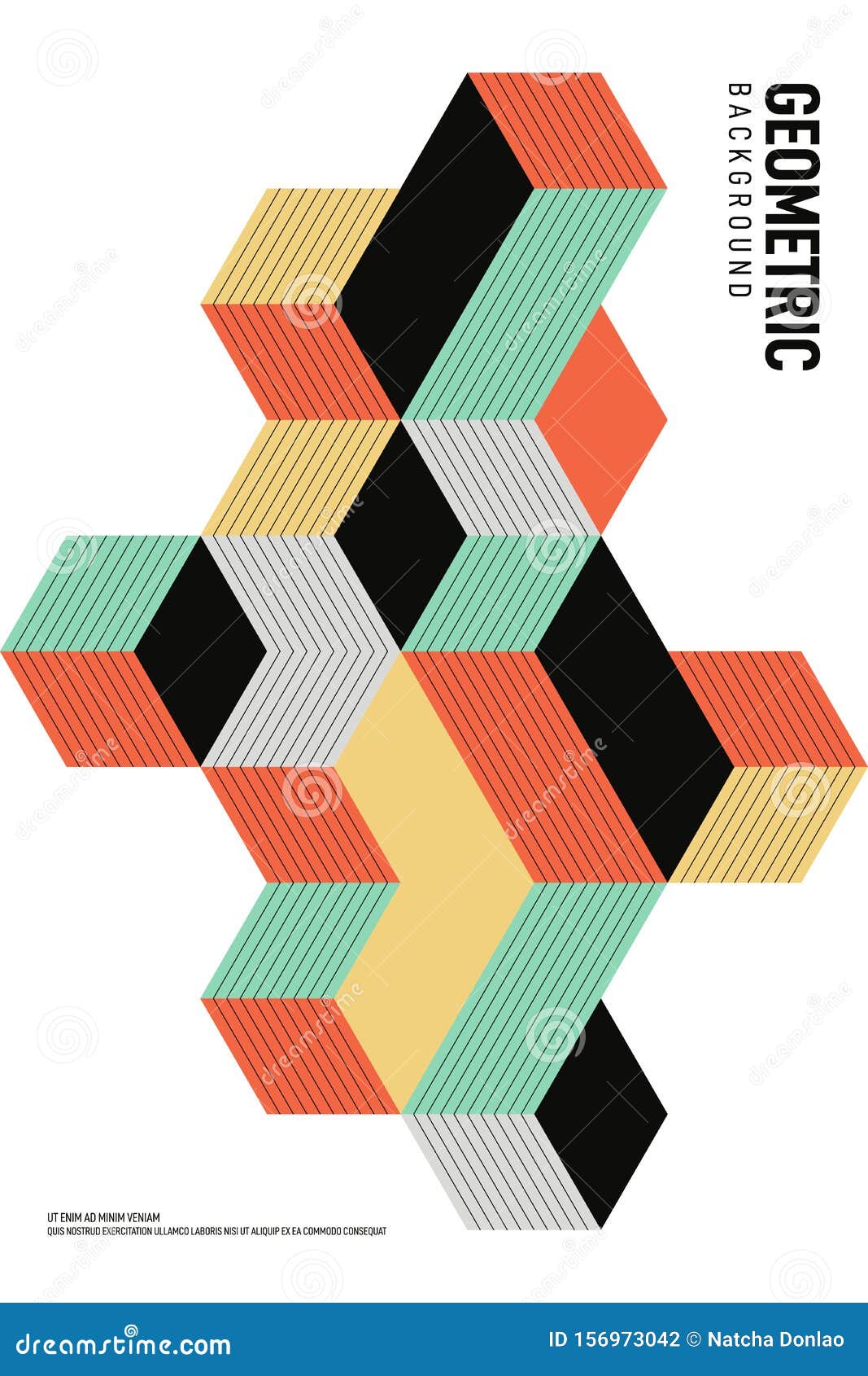 Abstract Isometric Geometric Shape Layout Design Template Poster ...