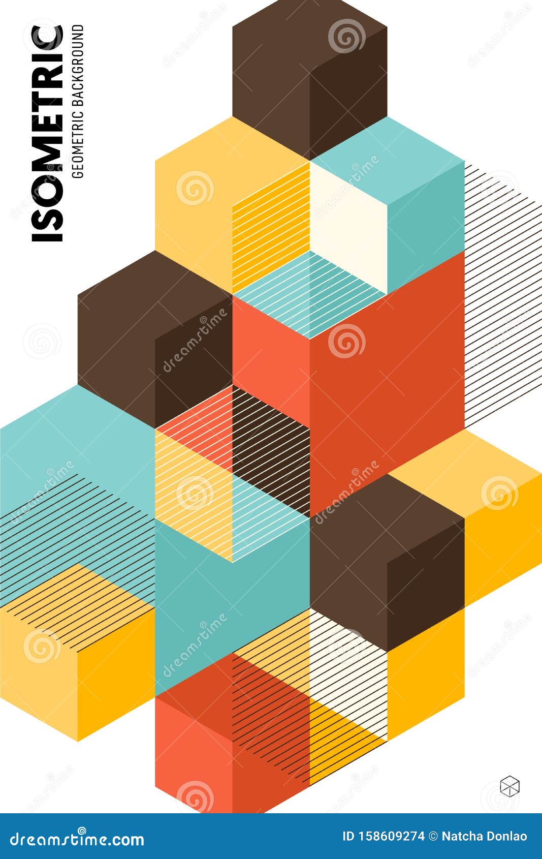 Abstract Isometric Geometric Shape Layout Design Template Poster ...