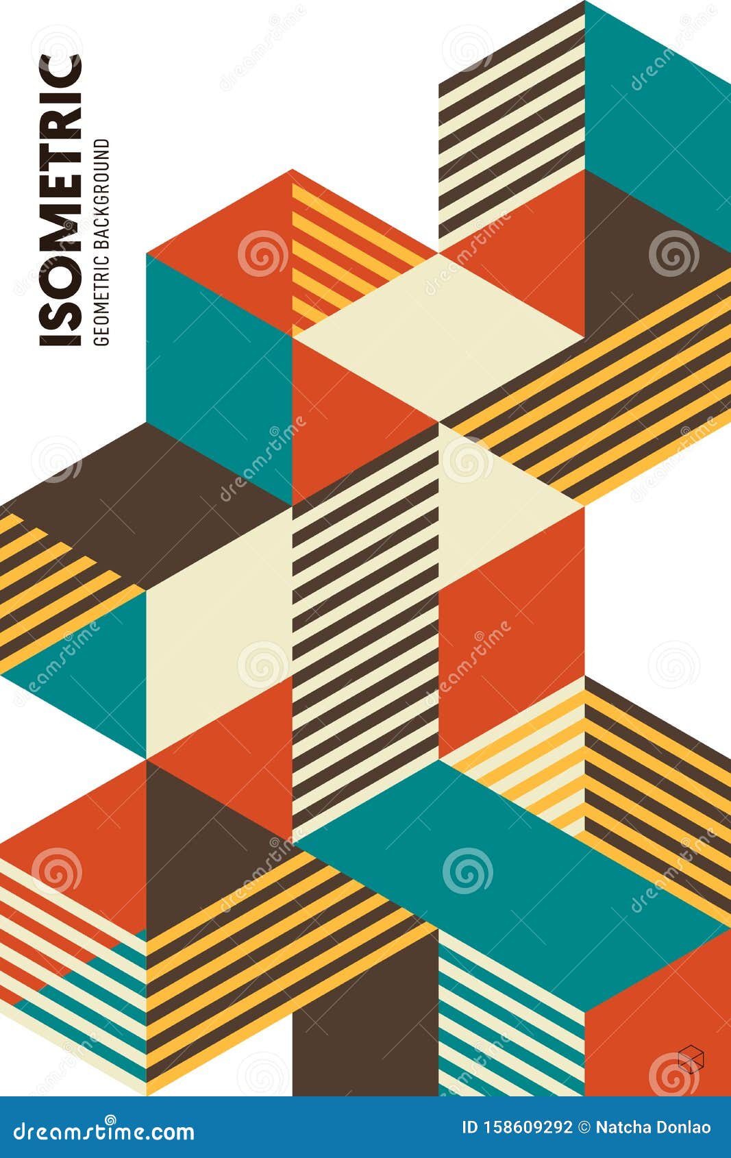 Abstract Isometric Geometric Shape Layout Design Template Poster ...