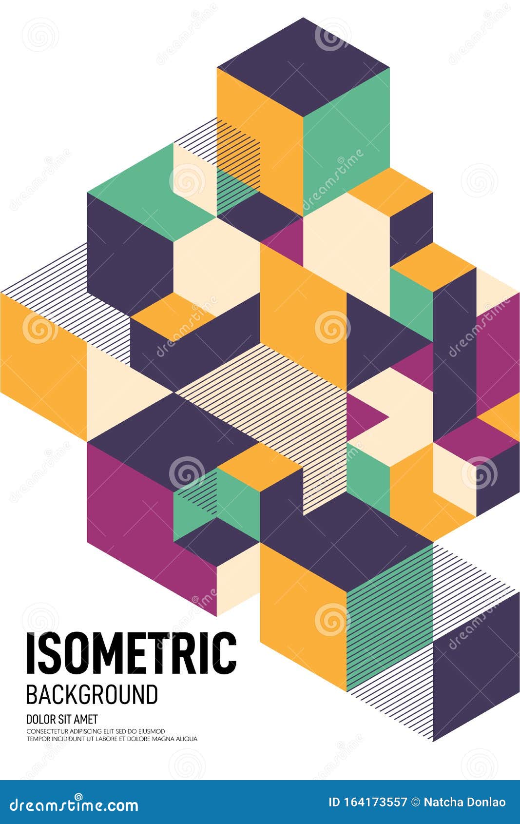 Abstract Isometric Geometric Shape Layout Design Template Poster ...