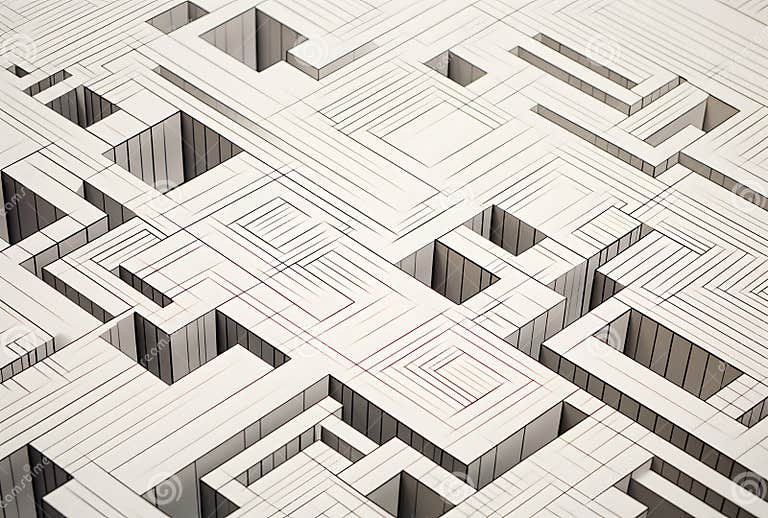 Abstract Isometric Grid Pattern with Depth Stock Illustration ...