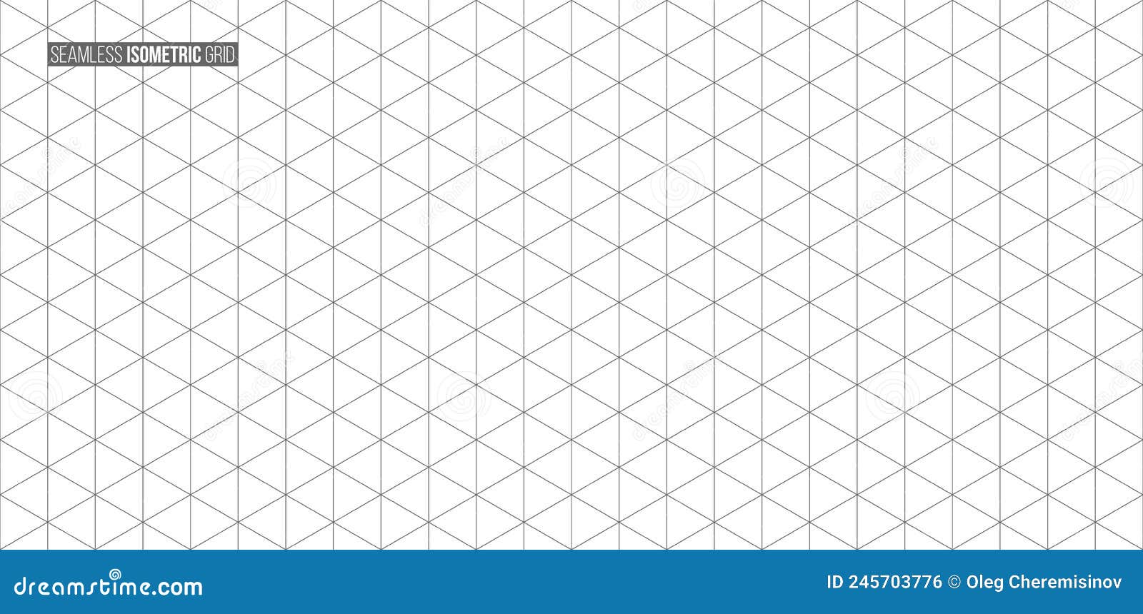 Abstract Isometric Grid Vector Seamless Pattern. Black and White Thin ...