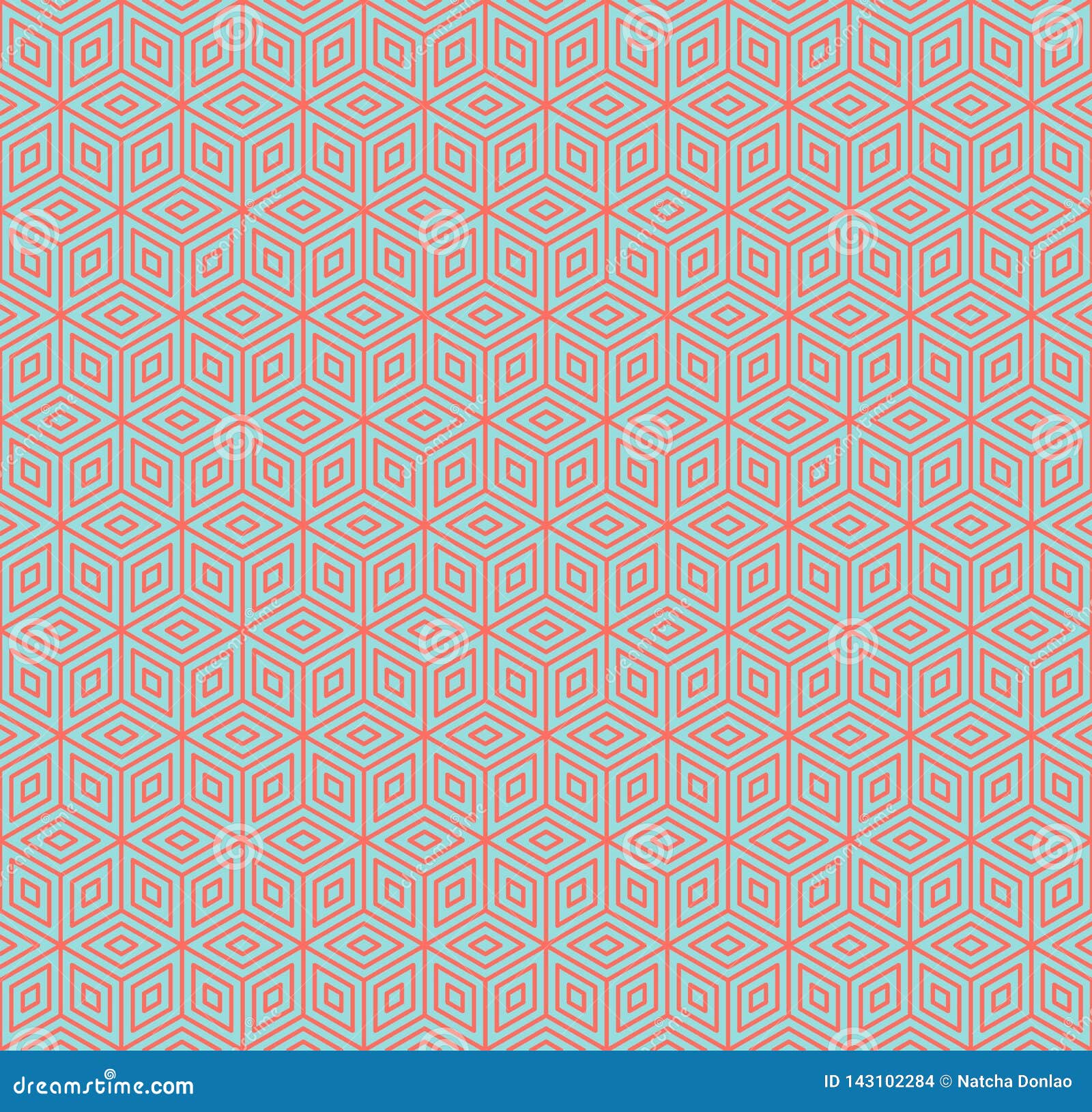 Abstract Isometric Line Art Seamless Pattern Background Stock ...