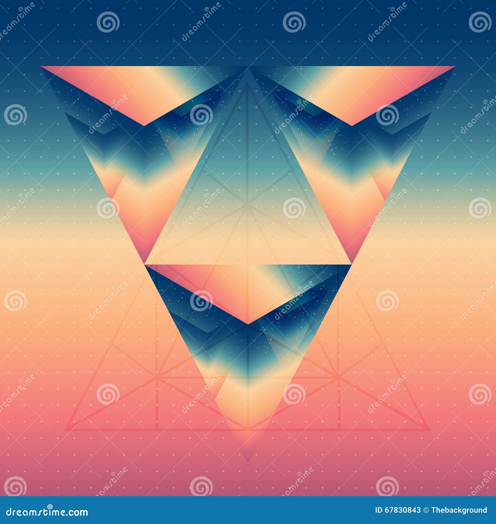 Abstract Isometric Prism with the Reflection of the Space and Lo Stock ...