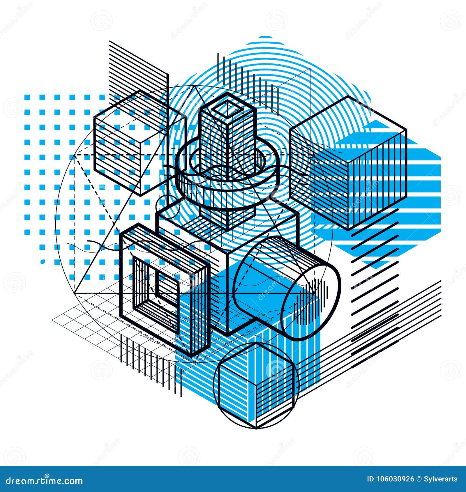 Abstract Isometrics Background, 3d Vector Layout. Composition of Stock ...