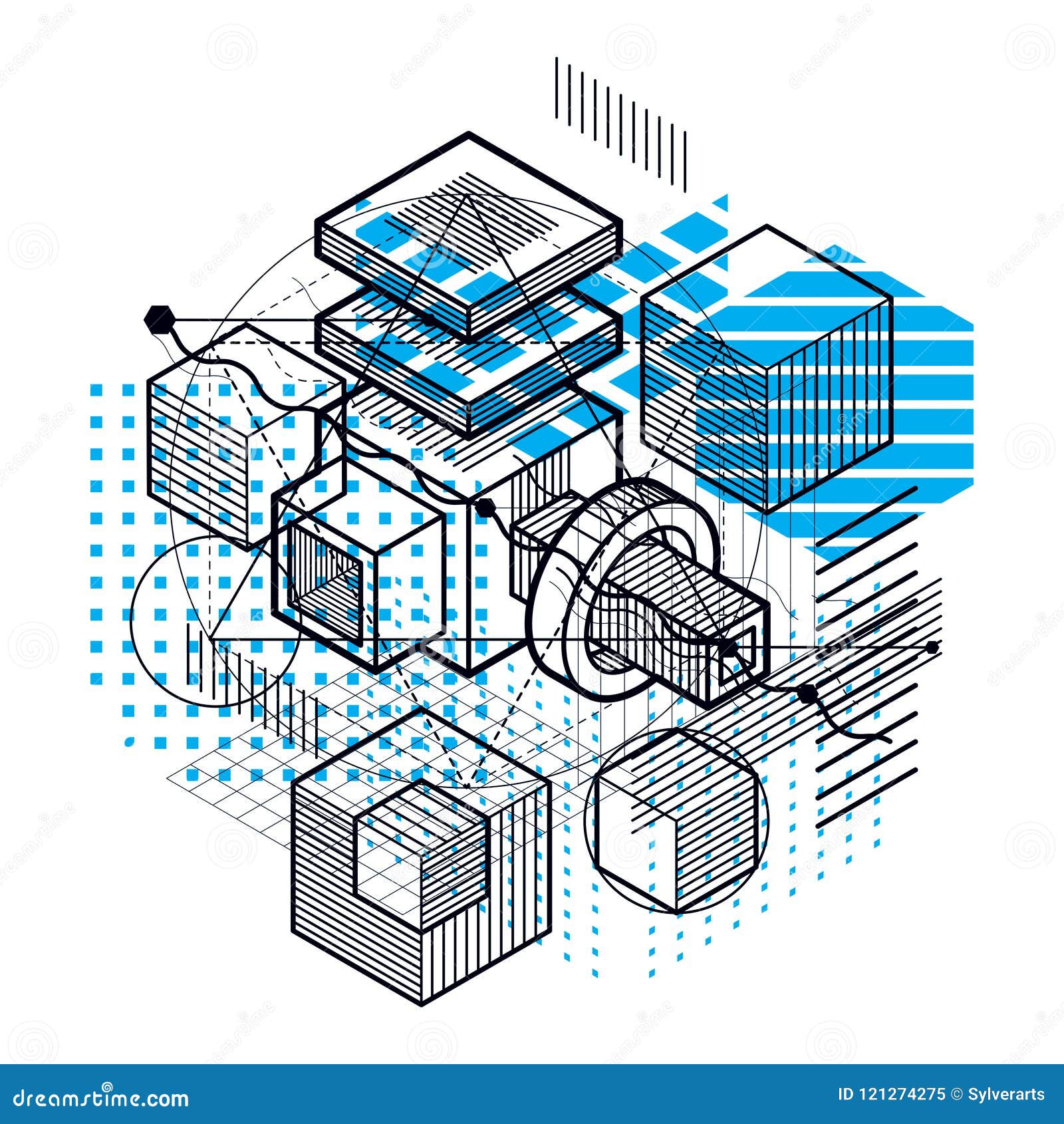 Abstract Isometrics Background, 3d Vector Layout. Composition of Stock ...