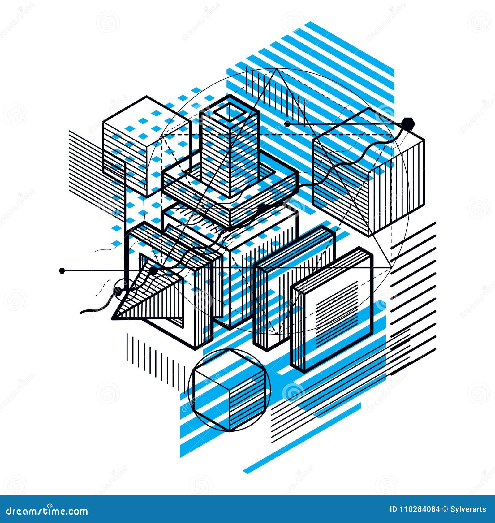 Abstract Isometrics Background, 3d Vector Layout. Composition of Stock ...