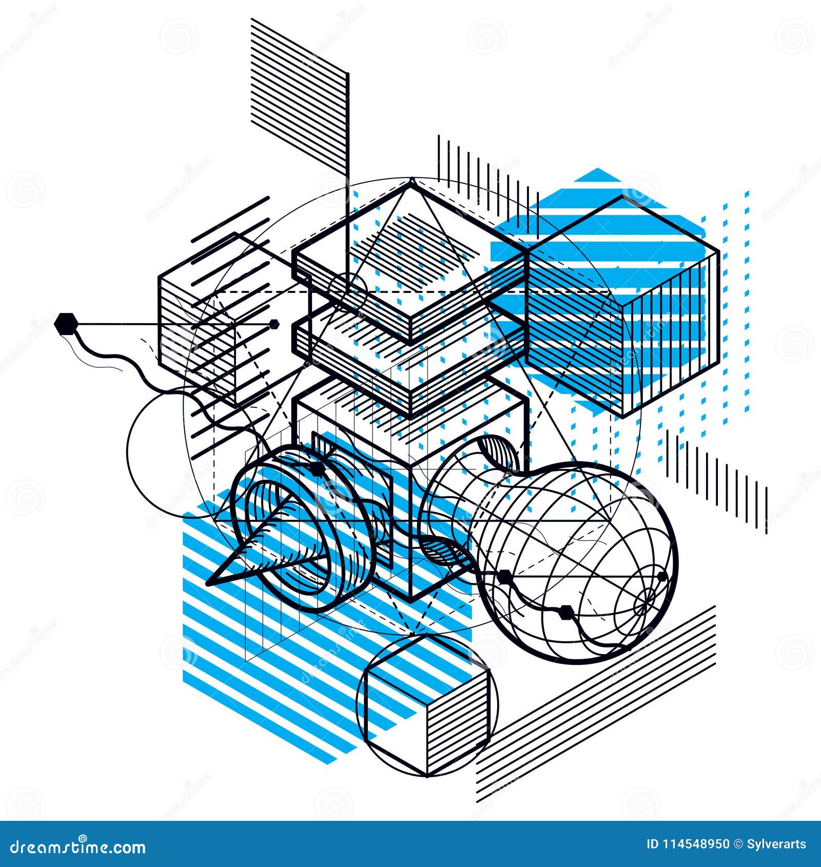 Abstract Isometrics Background, 3d Vector Layout. Composition of Stock ...