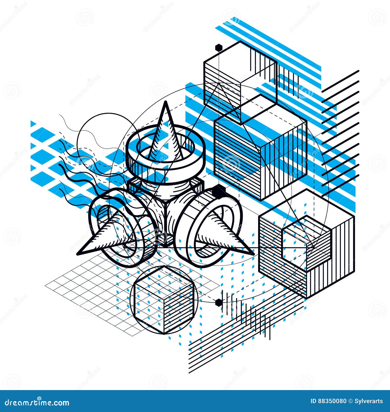 Abstract Isometrics Background, 3d Vector Layout. Composition of Stock ...