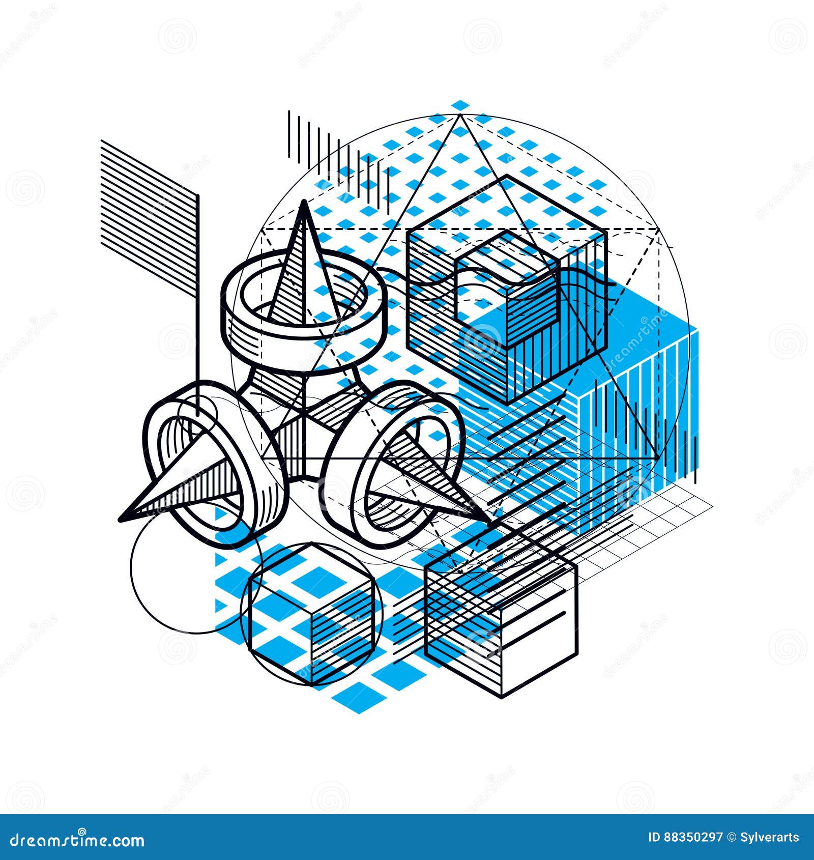 Abstract Isometrics Background, 3d Vector Layout. Composition of Stock ...