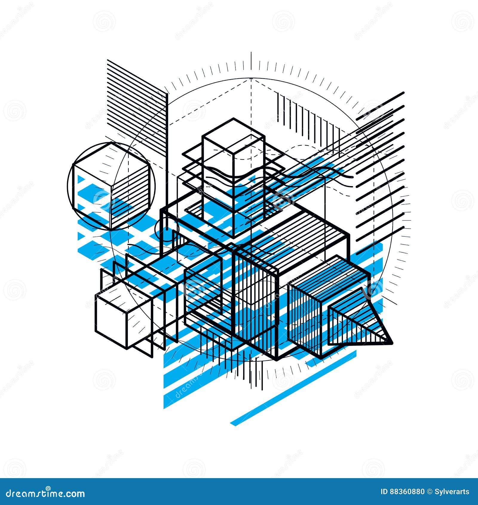 Abstract Isometrics Background, 3d Vector Layout. Composition of Stock ...