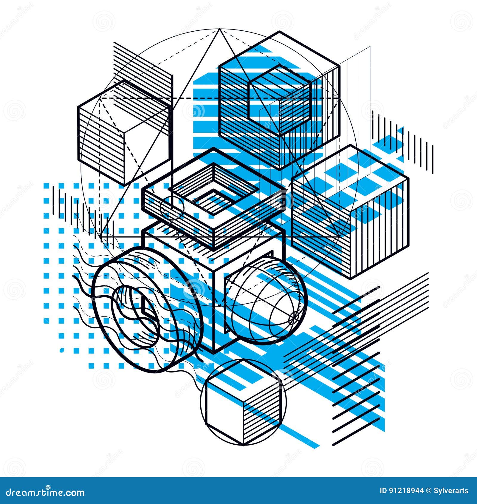 Abstract Isometrics Background, 3d Vector Layout. Composition of Stock ...