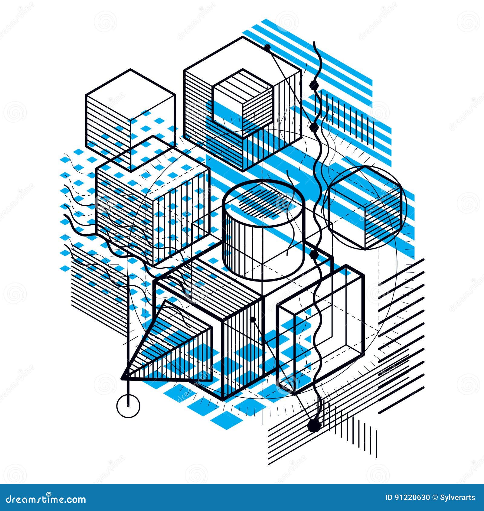 Abstract Isometrics Background, 3d Vector Layout. Composition of Stock ...