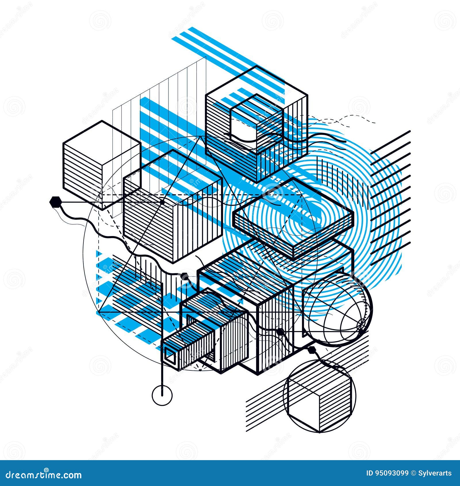 Abstract Isometrics Background, 3d Vector Layout. Composition of Stock ...