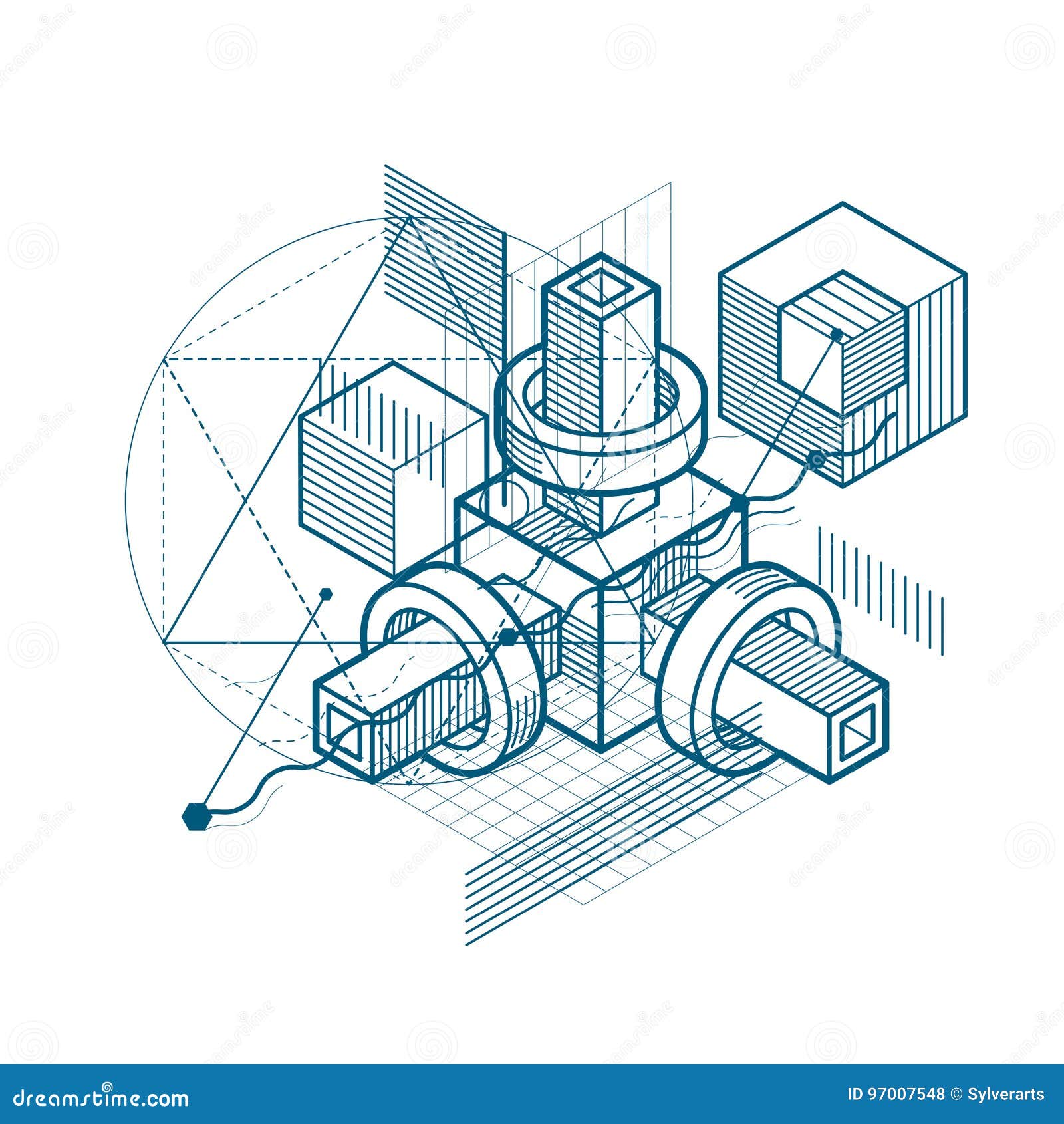 Abstract Isometrics Background, 3d Vector Layout. Composition of Stock ...
