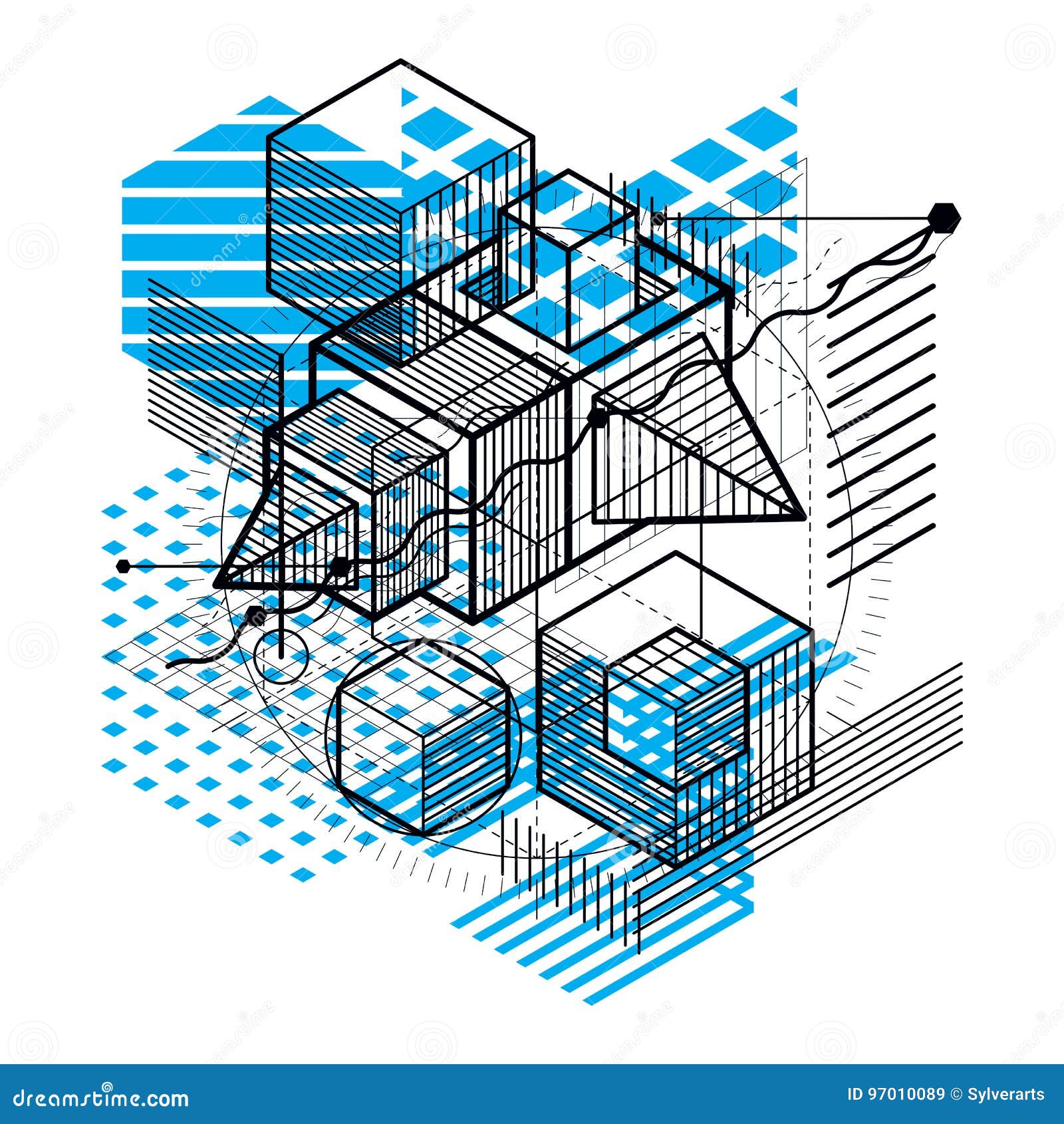 Abstract Isometrics Background, 3d Vector Layout. Composition of Stock ...