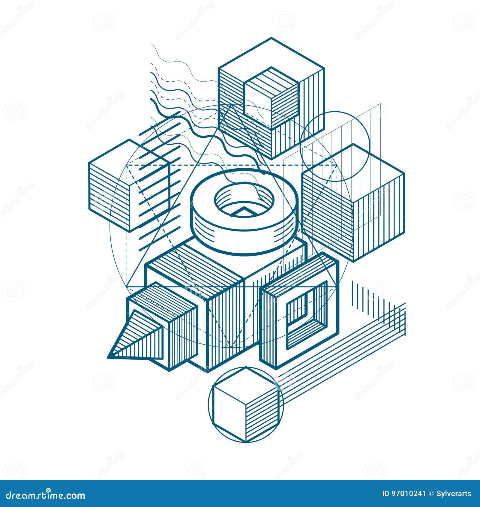 Abstract Isometrics Background, 3d Vector Layout. Composition of Stock ...