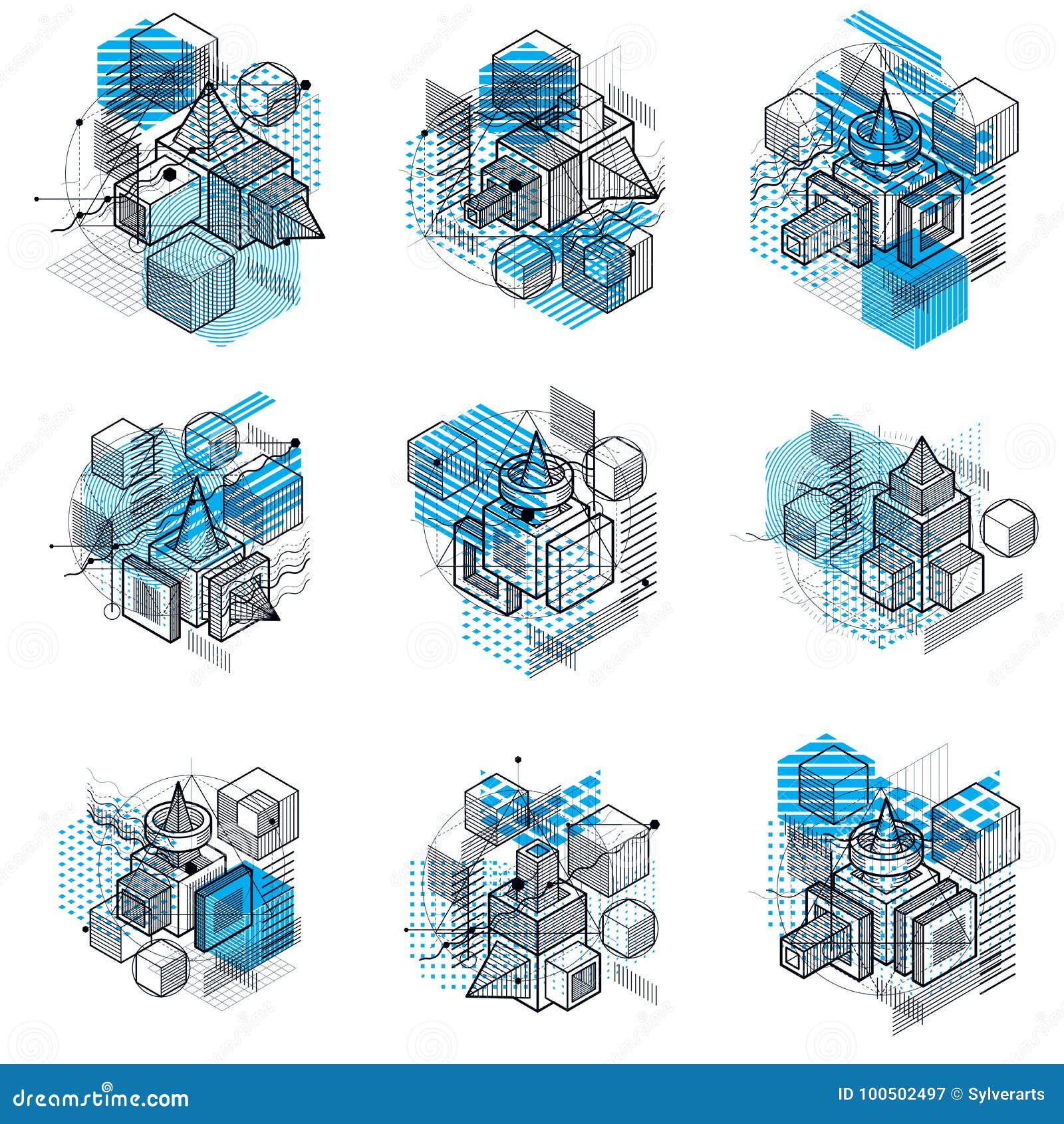 Abstract Isometrics Backgrounds, 3d Vector Layout. Compositions Stock ...