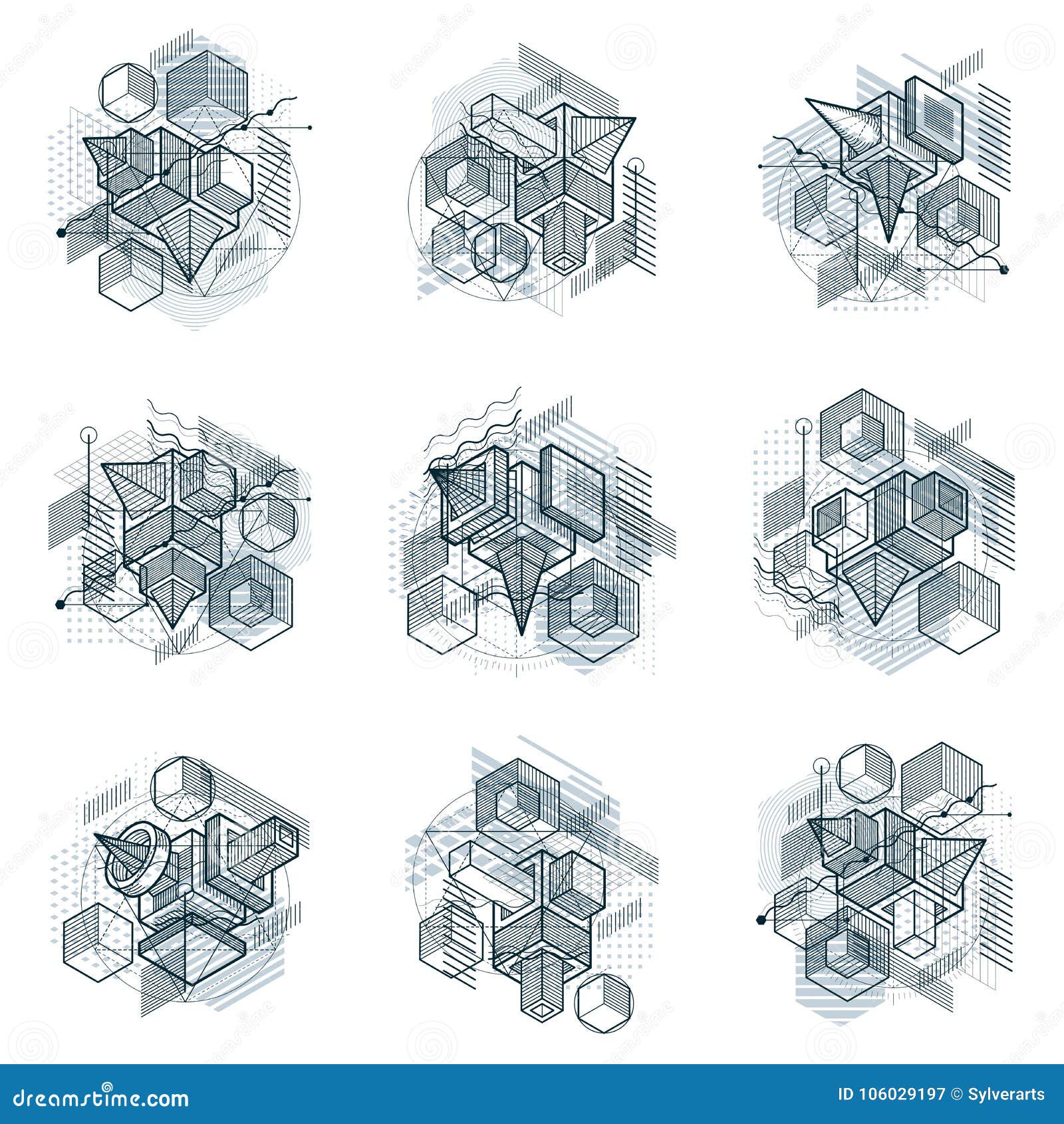 Abstract Isometrics Backgrounds, 3d Vector Layout. Compositions Stock ...