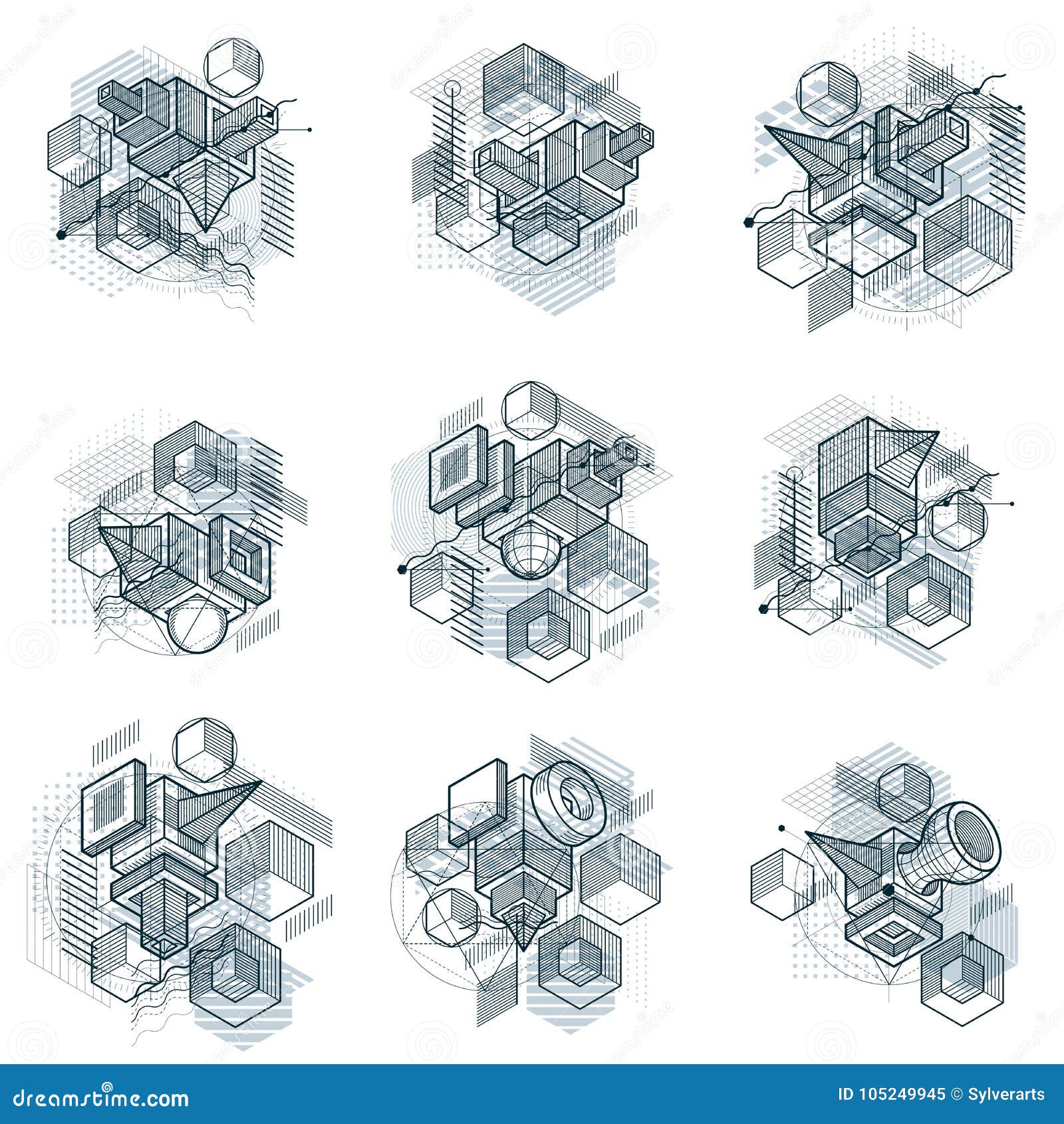 Abstract Isometrics Backgrounds, 3d Vector Layout. Compositions Stock ...