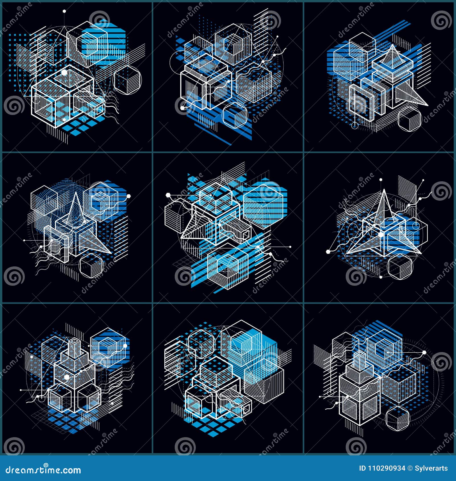 Abstract Isometrics Backgrounds, 3d Vector Layout. Compositions Stock ...