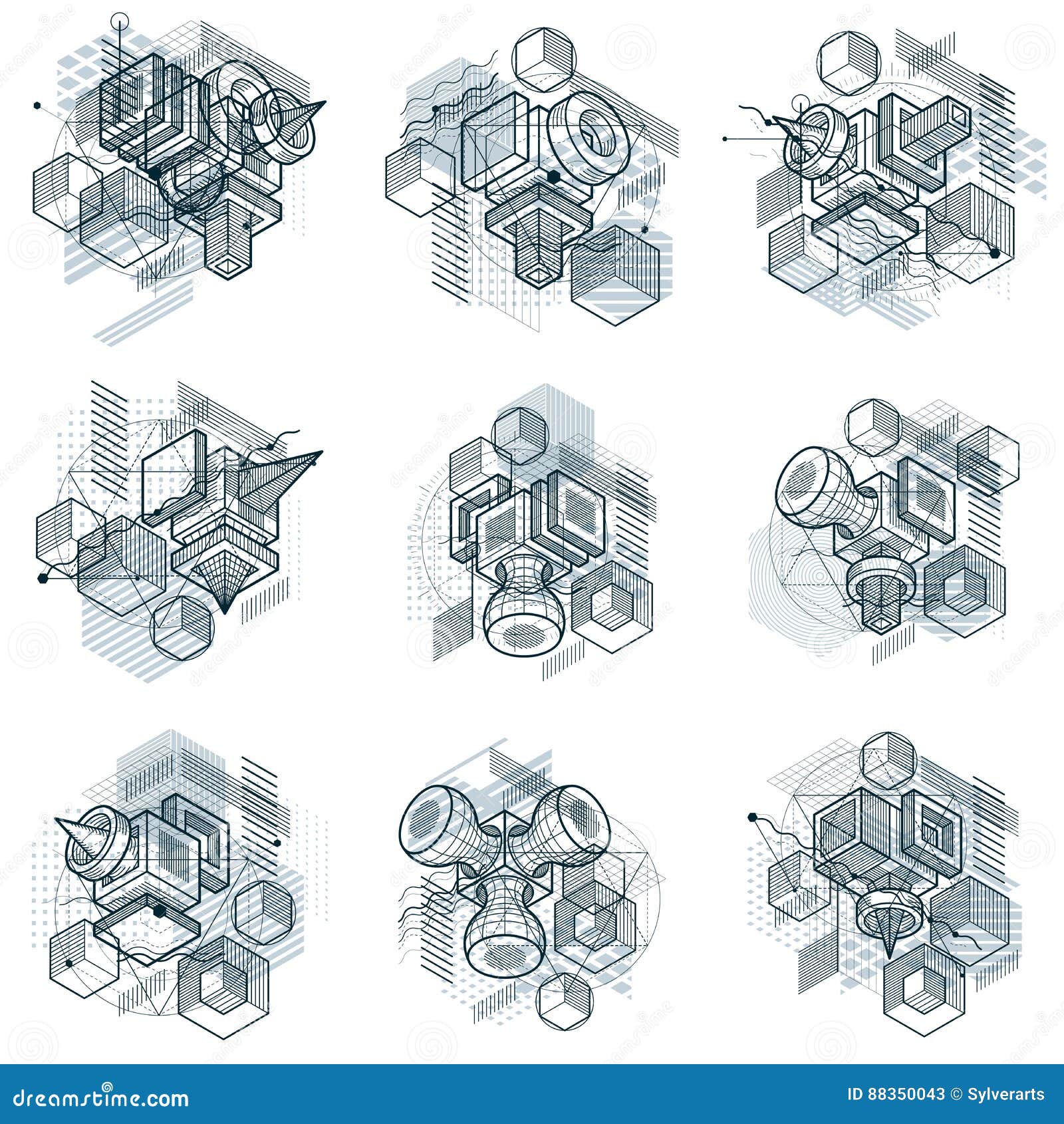 Abstract Isometrics Backgrounds, 3d Vector Layout. Compositions Stock ...