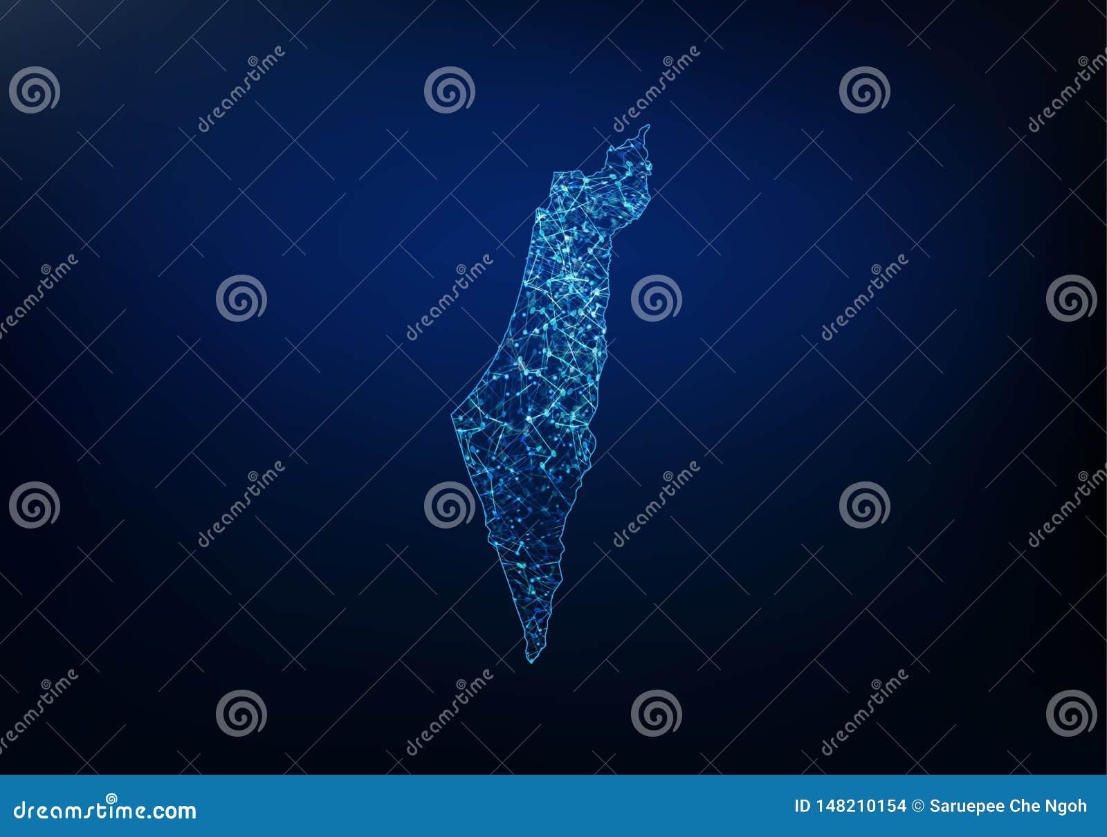 Israel Palestine Map - High Detailed Black Map With Counties/regions ...