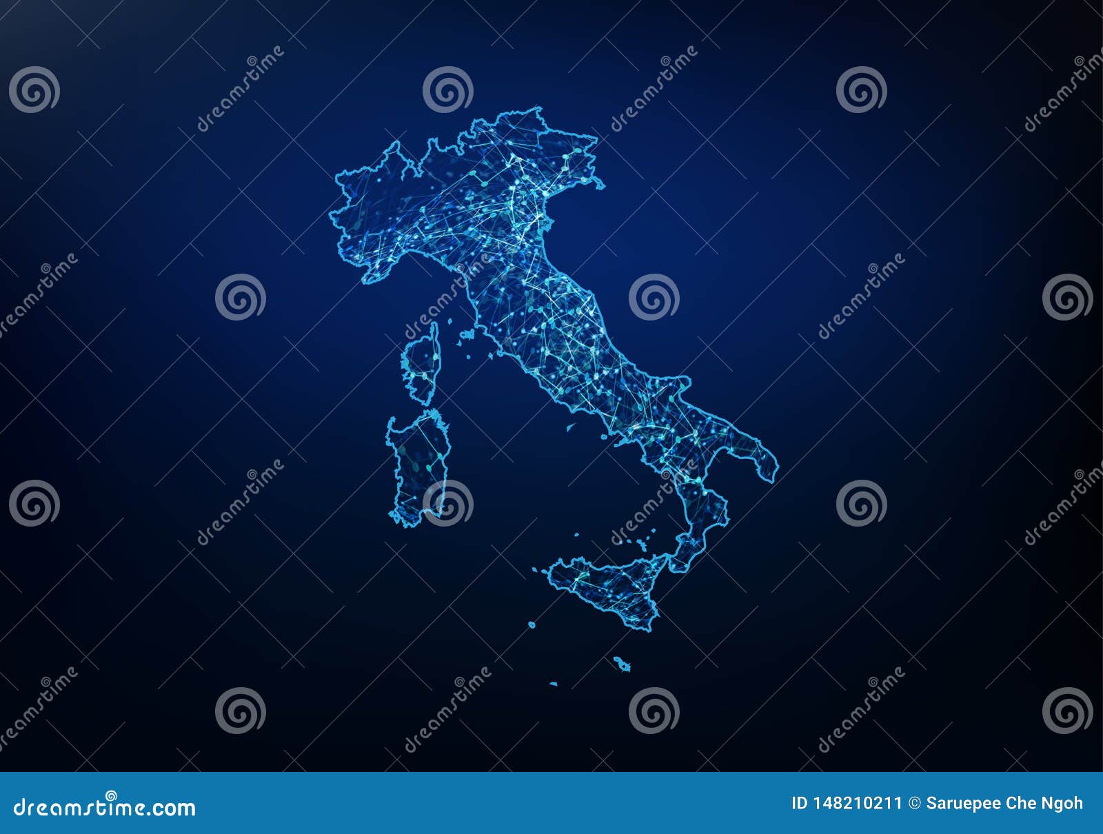 Abstract of Italy Map Network, Internet and Global Connection Concept ...