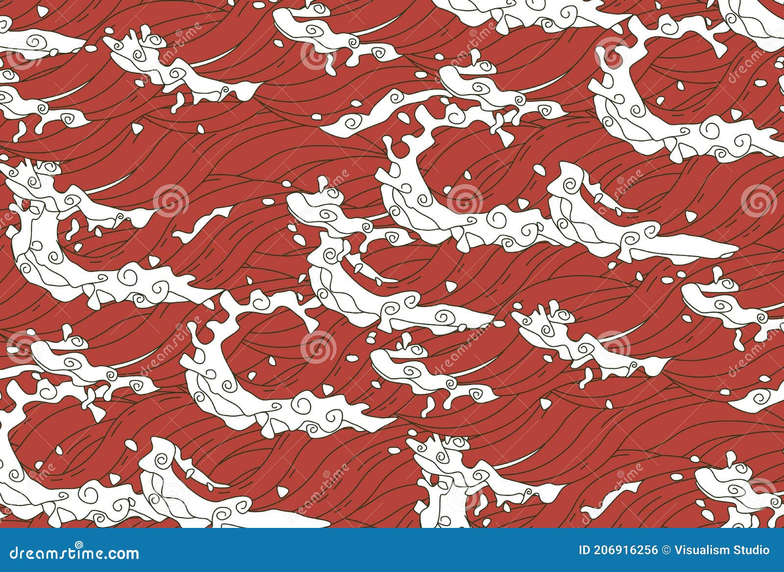 Abstract Japan Red and White Oriental Circle Pattern with Abstract ...